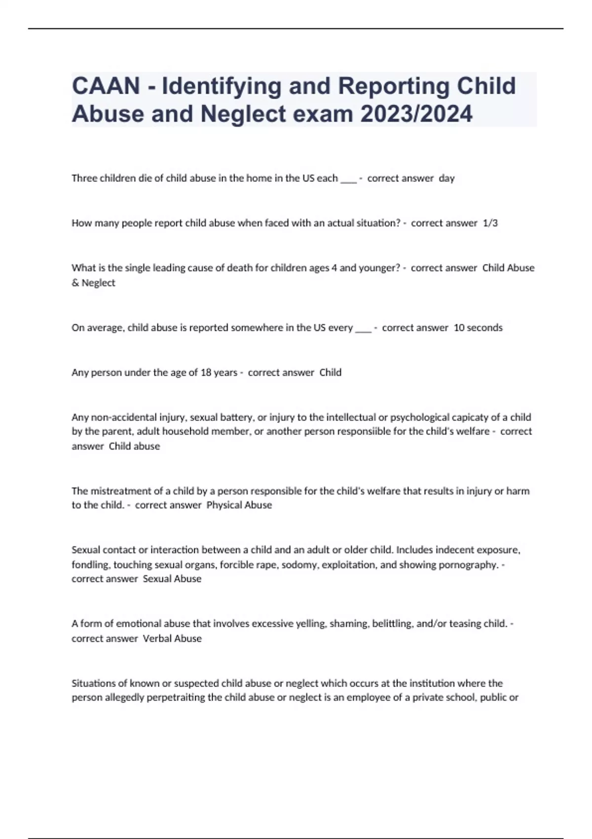 CAAN DCF BUNDLED exams 2023 with 100% correct answers - Stuvia US