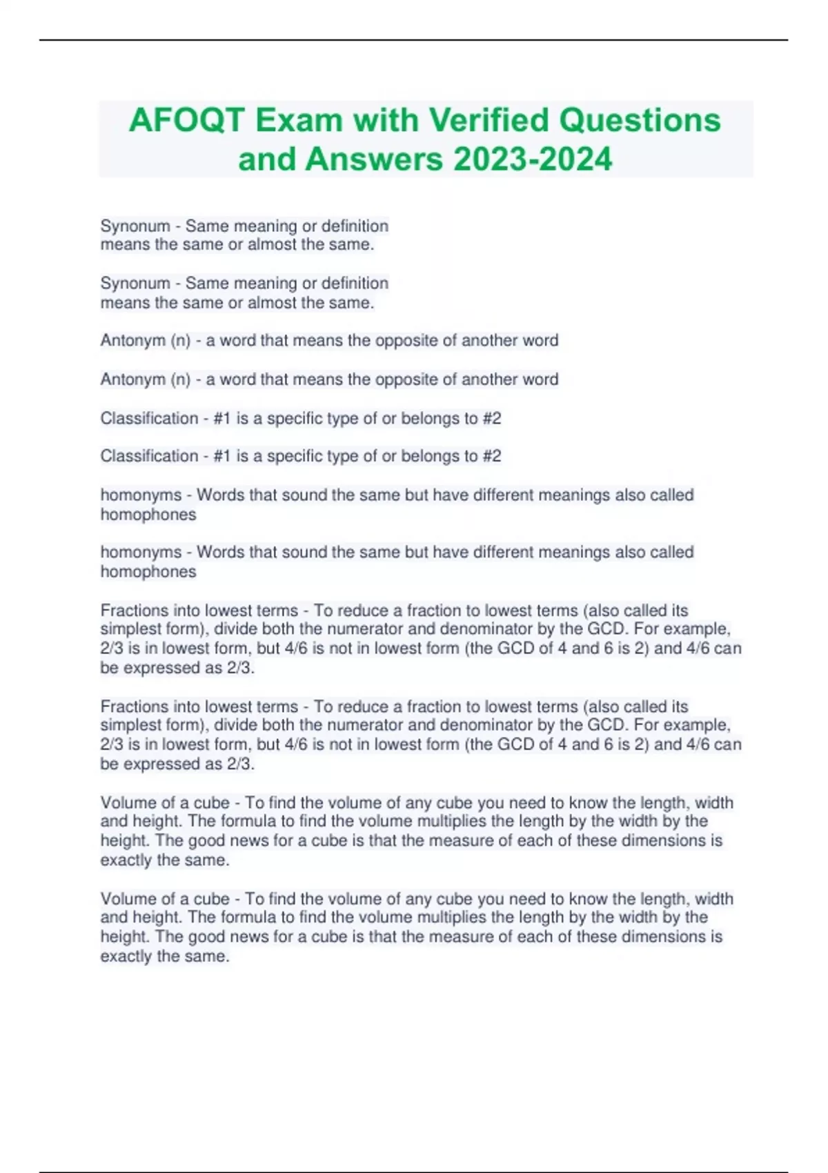 AFOQT Exam with Verified Questions and Answers - AFOQT - Stuvia US