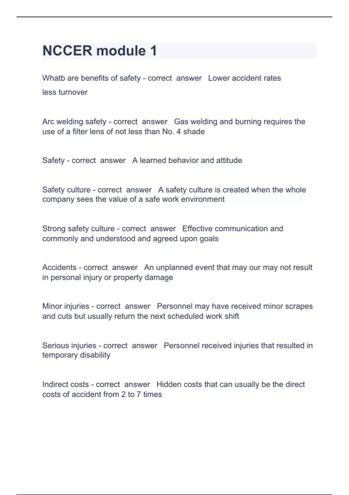 NCCER module 1 Question and answers 100% correct 2023/2024 - NCCER ...