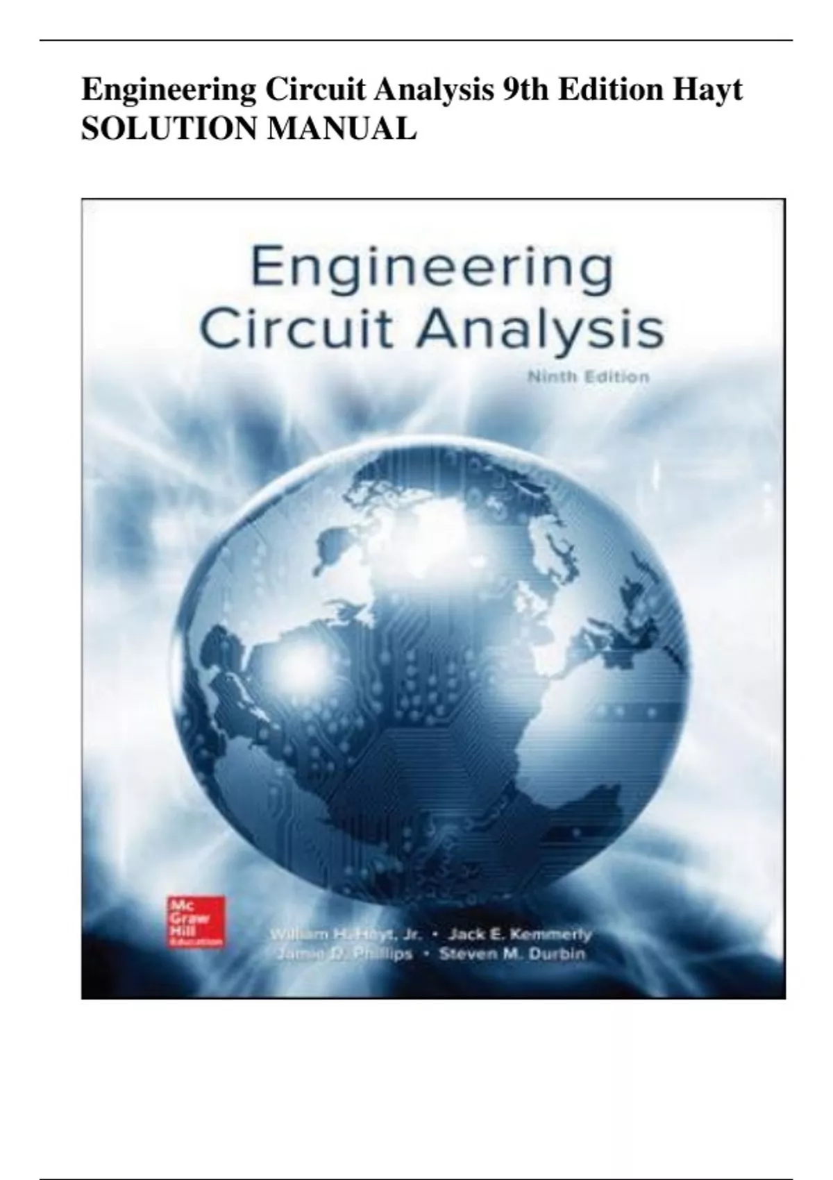 Engineering Circuit Analysis 9th Edition - Accounting - Stuvia US