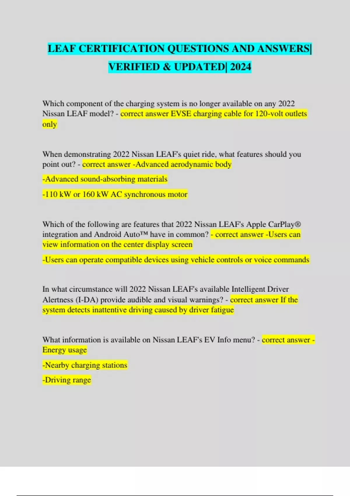 LEAF CERTIFICATION QUESTIONS AND ANSWERS| VERIFIED & UPDATED| 2024 - LEAF CERTIFICATION - Stuvia US