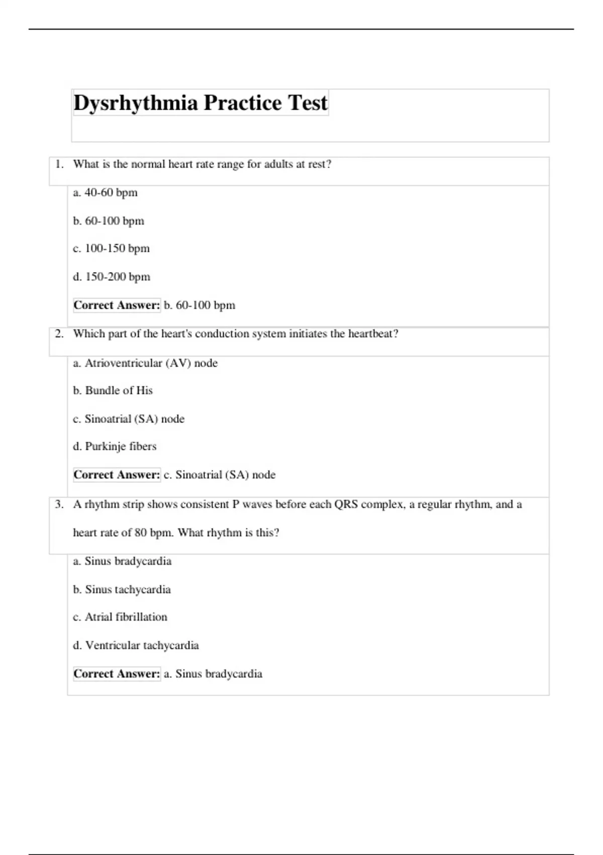 Dysrhythmia Practice Test, A Study Guide Latest 2023 | ythmia Practice ...