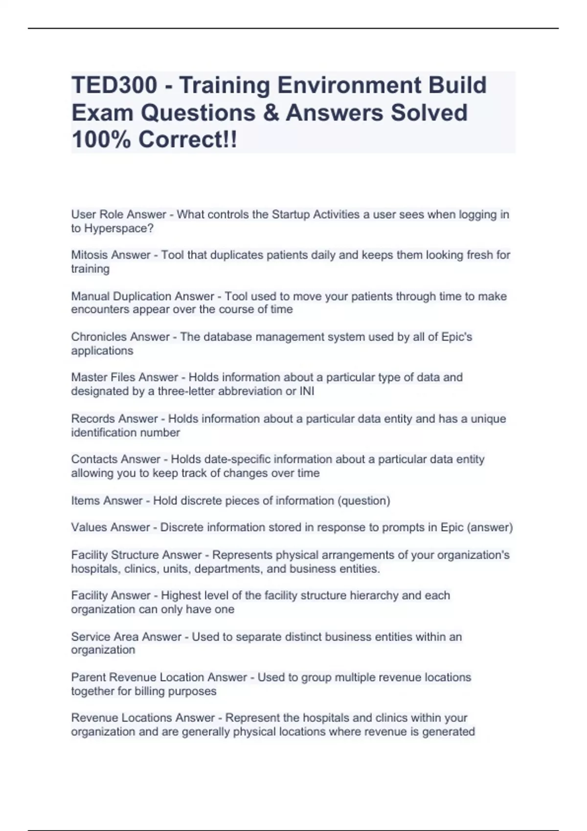 TED300 - TRAINING ENVIRONMENT BUILD EXAM QUESTIONS & ANSWERS SOLVED 100 ...