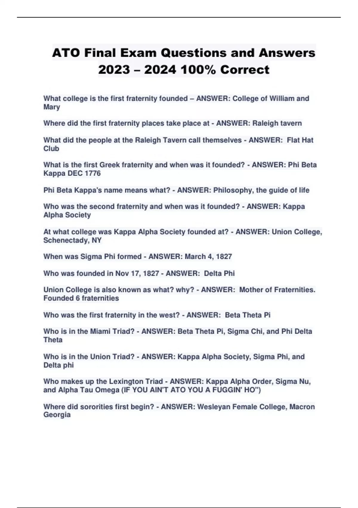 ATO Final Exam Questions and Answers 2023 – 2024 100% Correct - ATO ...