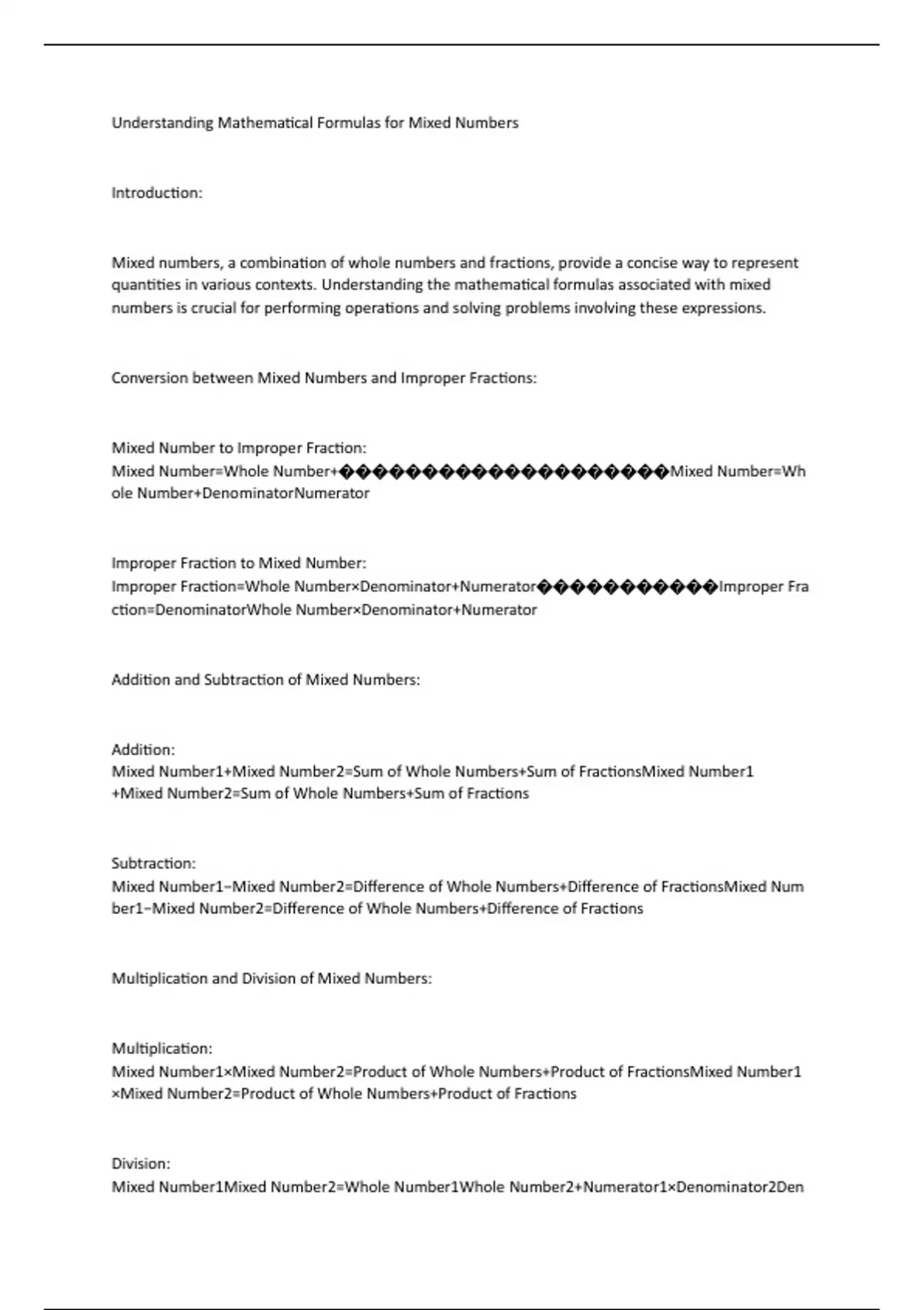 Understanding mathematical formulas for mixed Numbers - Stuvia US