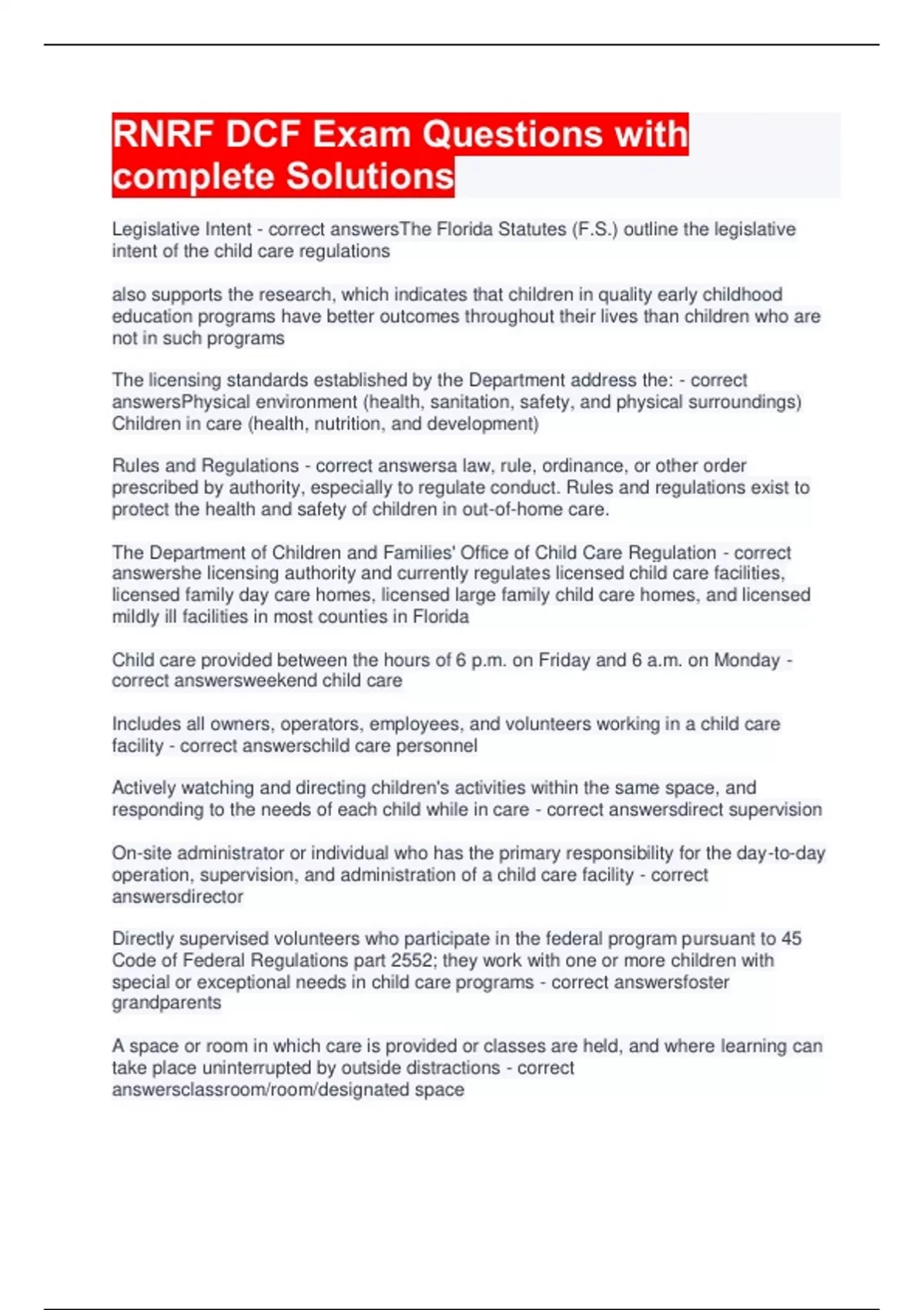 RNRF DCF EXAM QUESTIONS WITH COMPLETE SOLUTIONS - Nursing pharmacology ...