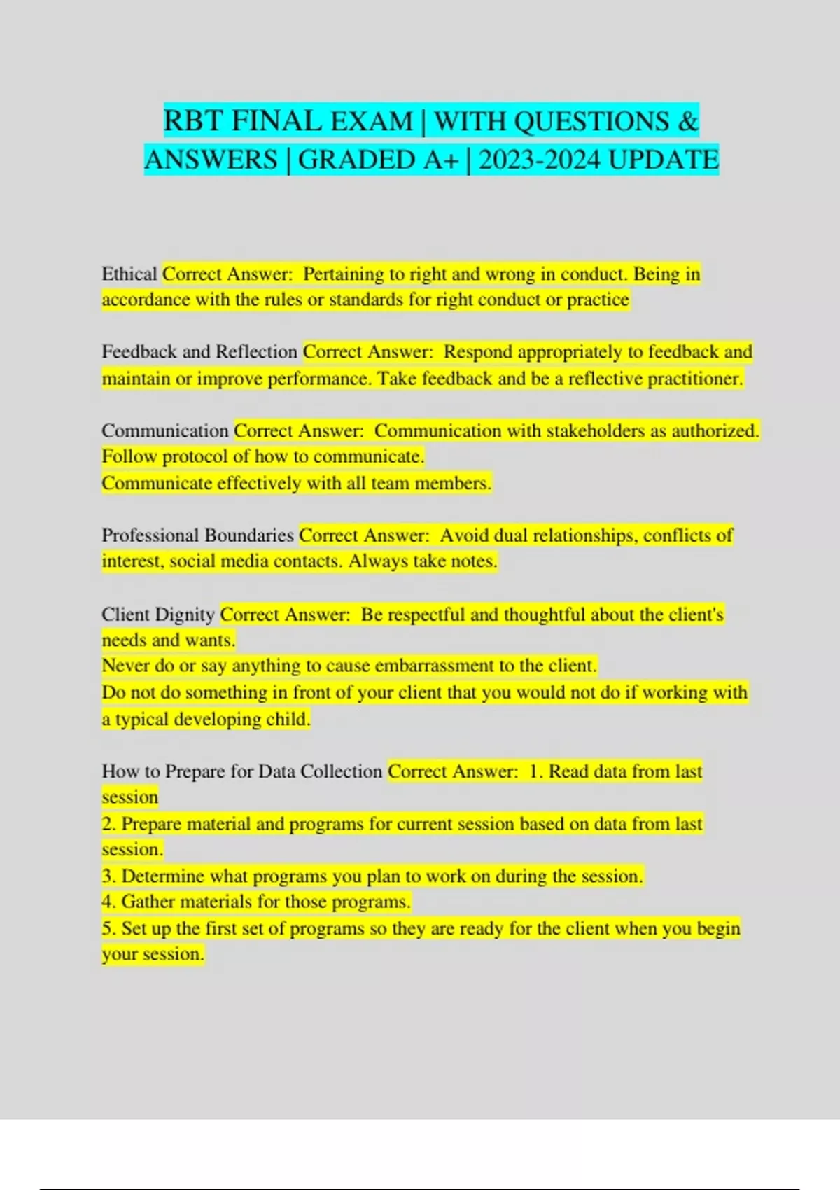 RBT FINAL EXAM | WITH QUESTIONS & ANSWERS | GRADED A+ | UPDATE - RBT ...