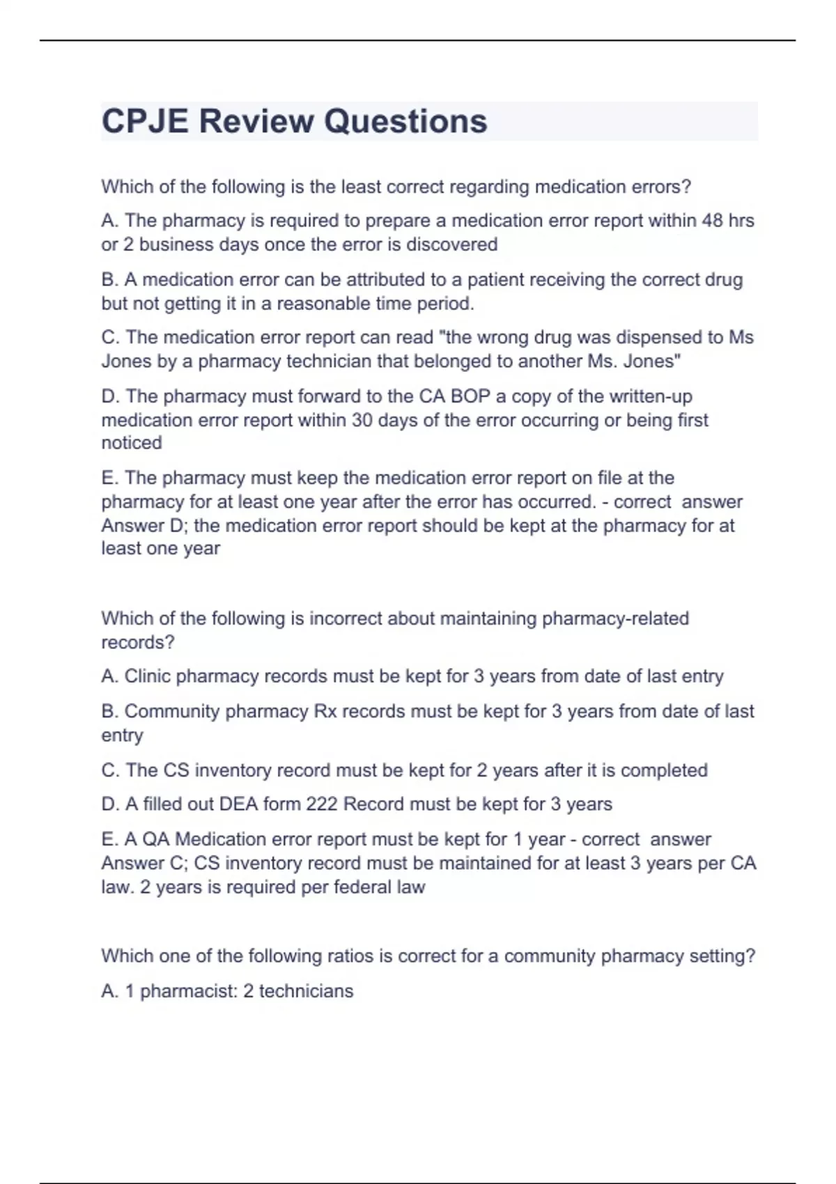 CPJE Review Questions and answers 100% correct 2023/2024 - CJPE - Stuvia US