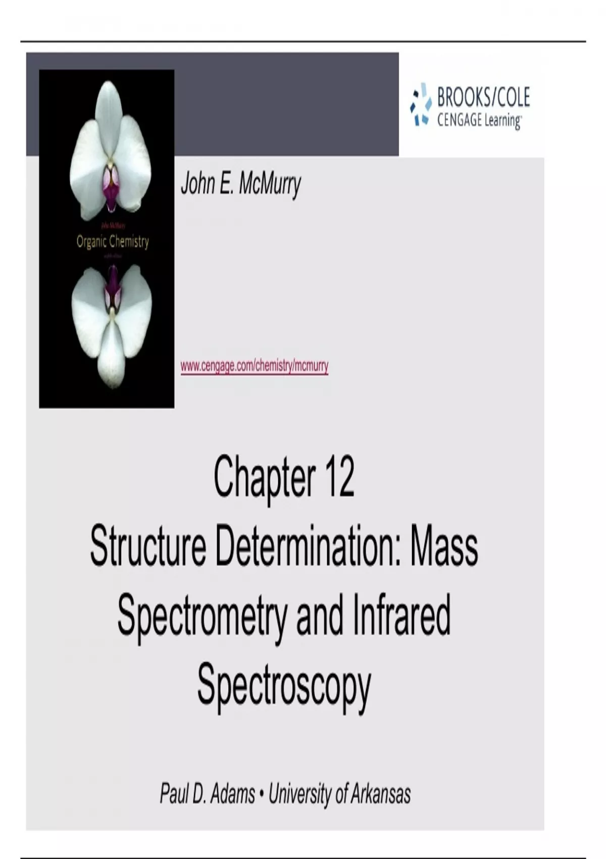Structure Determination: Mass Spectrometry and Infrared Spectroscopy ...