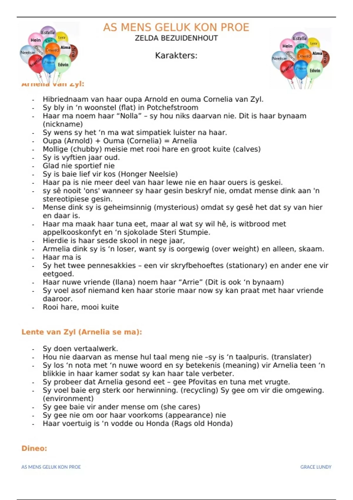 Grade 10 As mens geluk kon proe DETAILED SUMMARY - Afrikaans First Additional Language OR ...