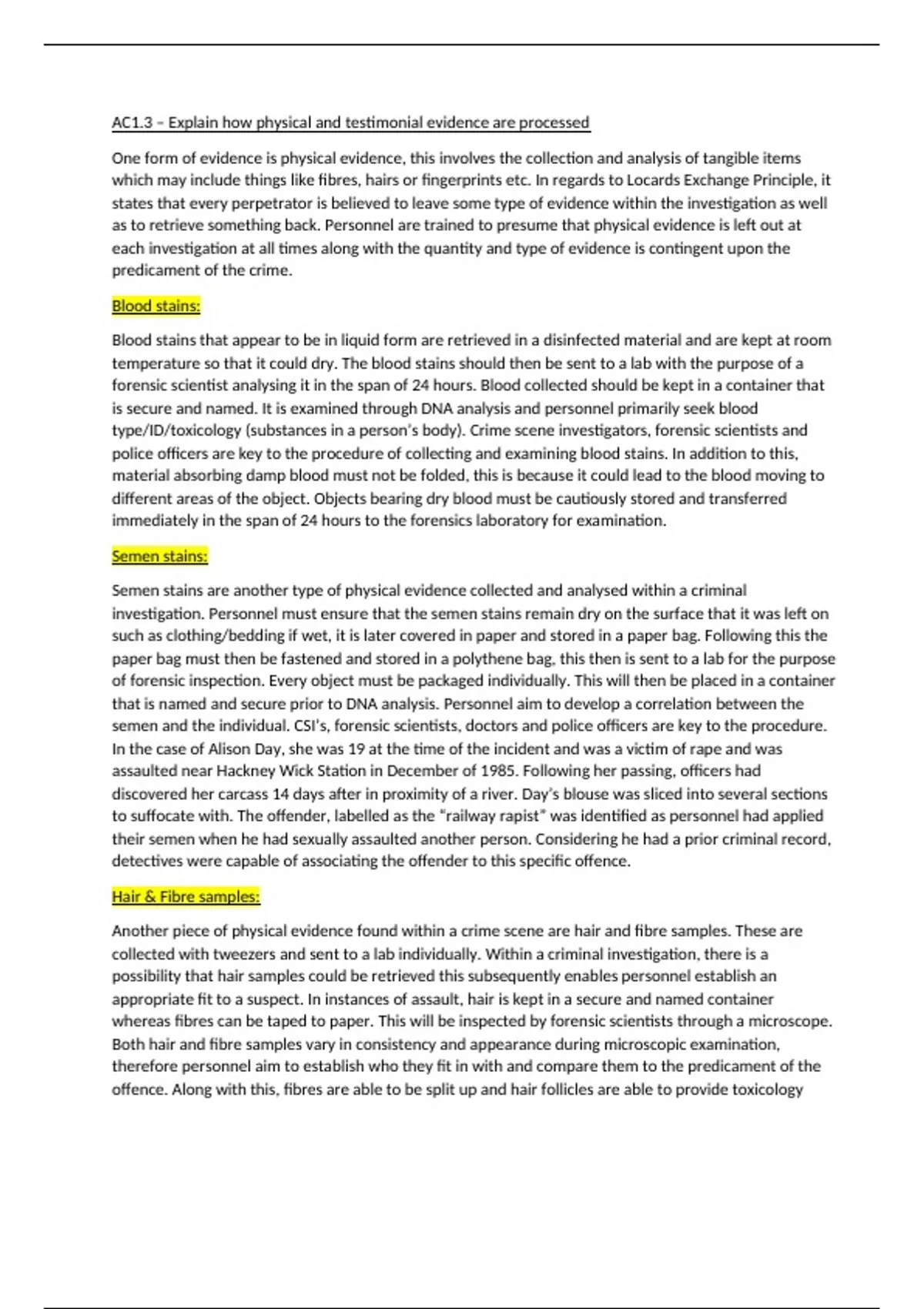 Summary WJEC Criminology - Unit 3: AC1.3 Model Answer. Explain how ...