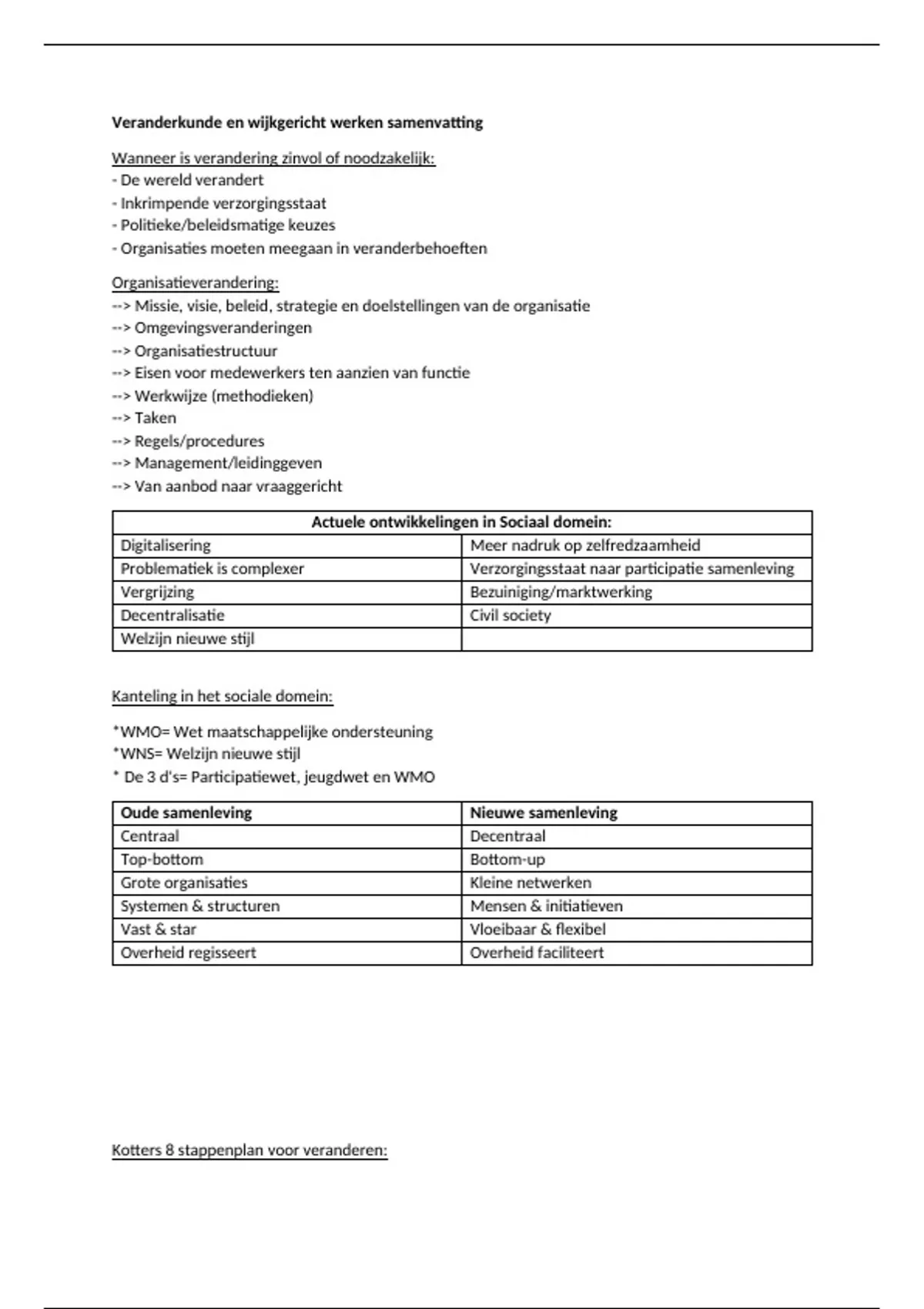 Samenvatting Alles wat je moet weten van veranderkunde en wijkgericht ...