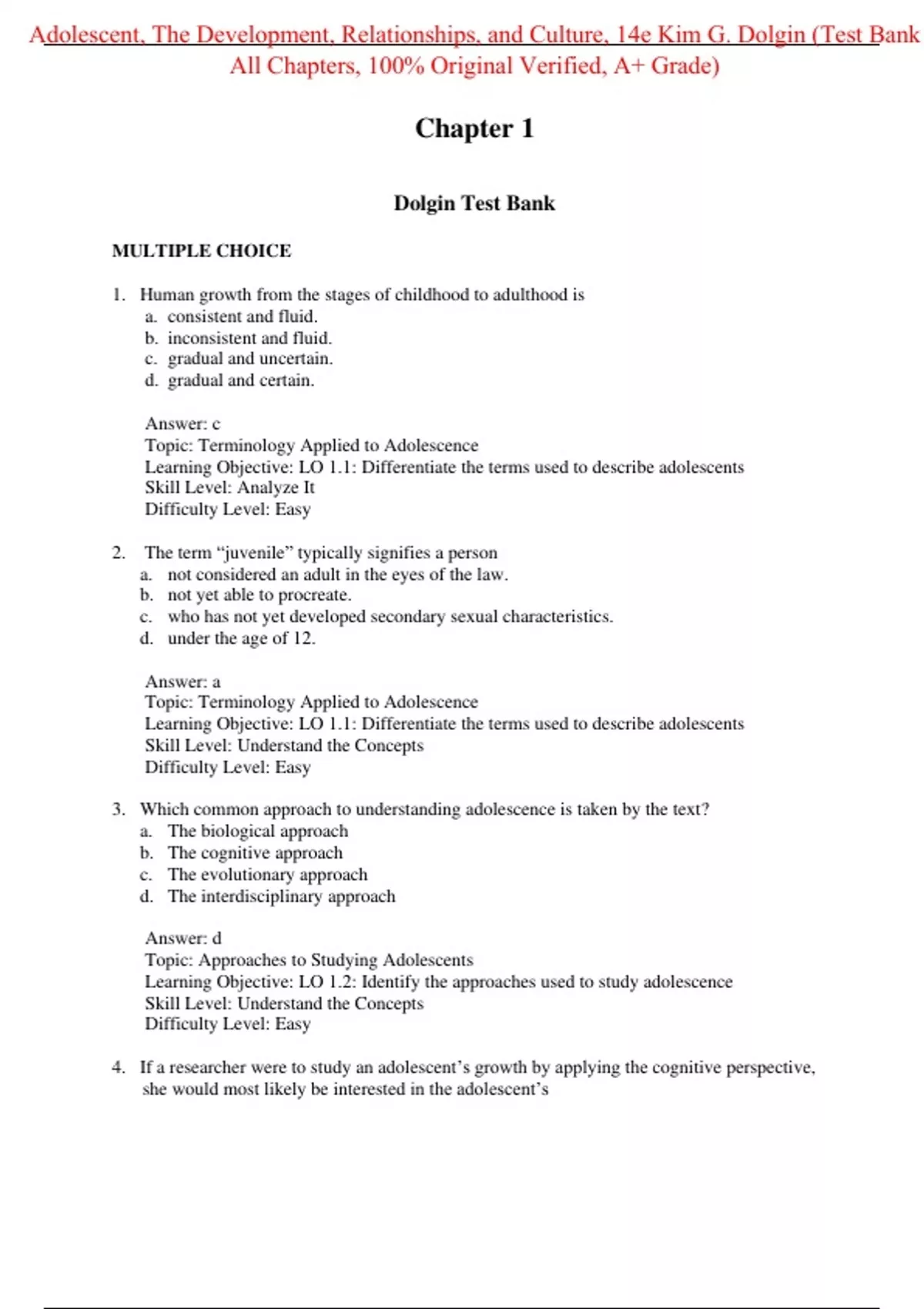 The Adolescent, Development, Relationships and Culture 14th Edition By ...