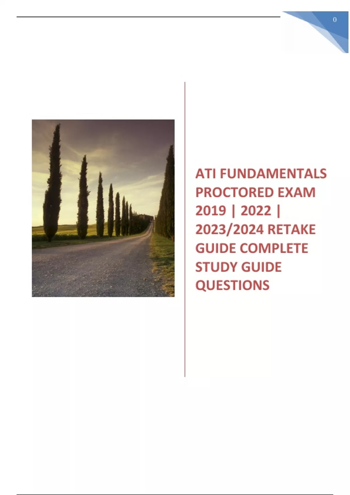 ATI FUNDAMENTALS PROCTORED EXAM 2019 | 2022 | 2023/2024 RETAKE GUIDE COMPLETE STUDY GUIDE ...