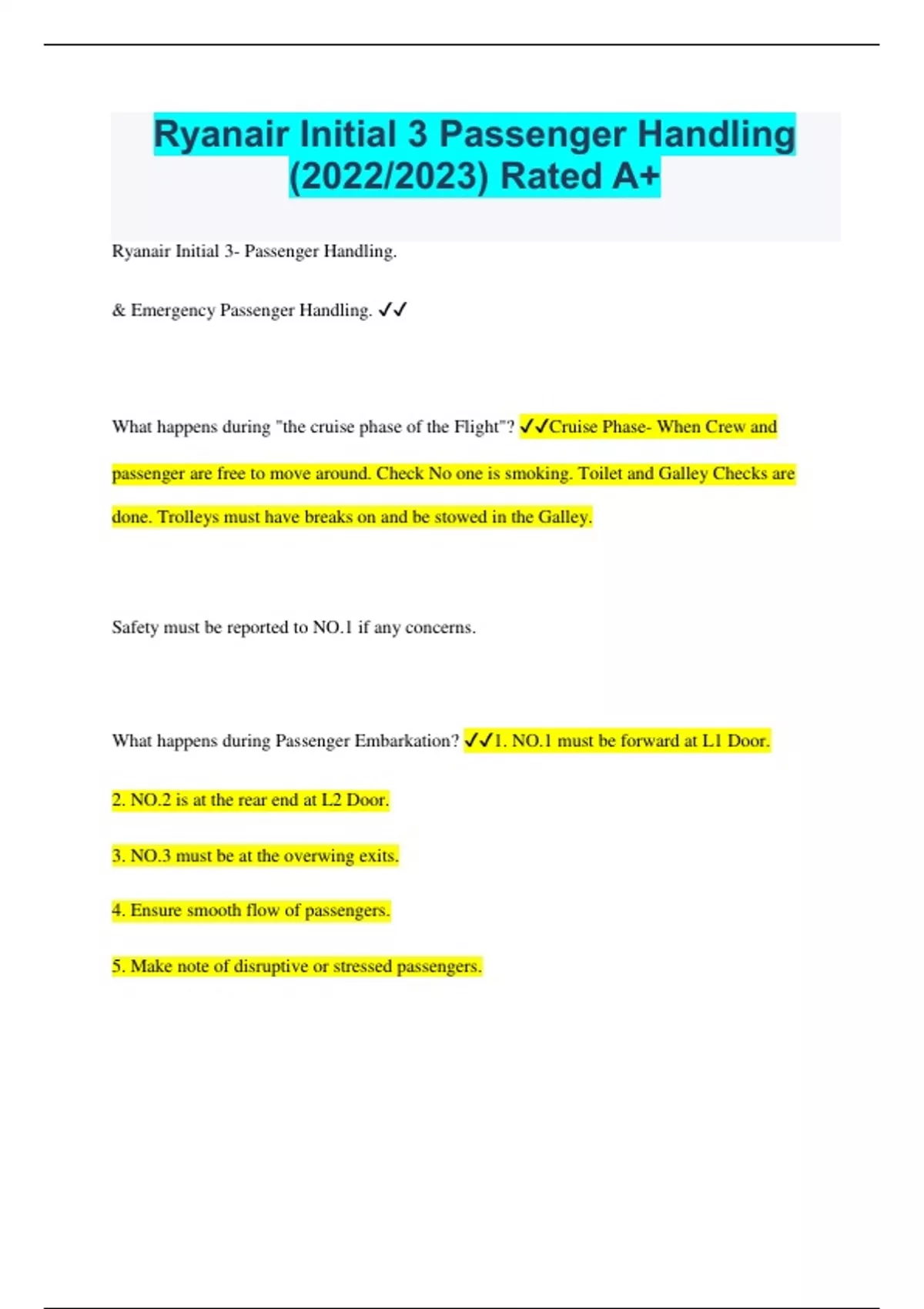 Ryanair Initial 3 Passenger Handling (2023/2024) Rated A+ - Ryanair ...