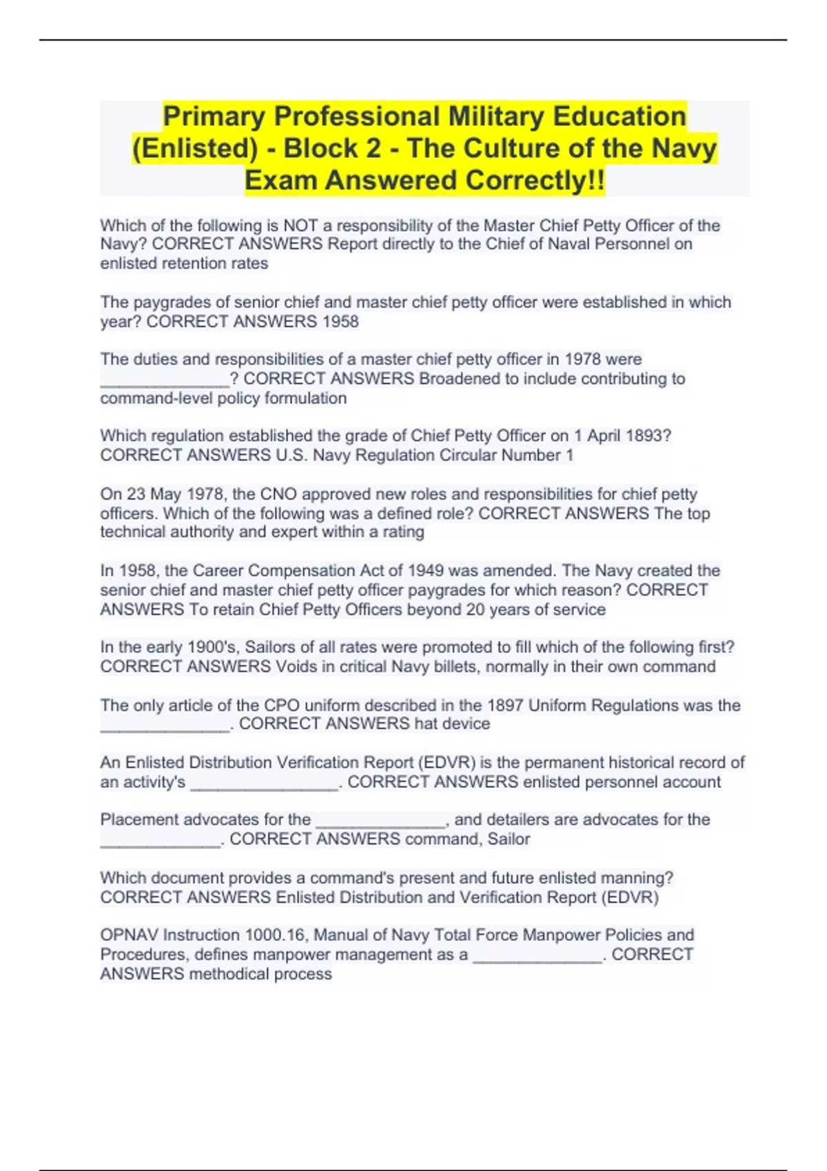 Primary Professional Military Education (Enlisted) - Block 2 - The ...