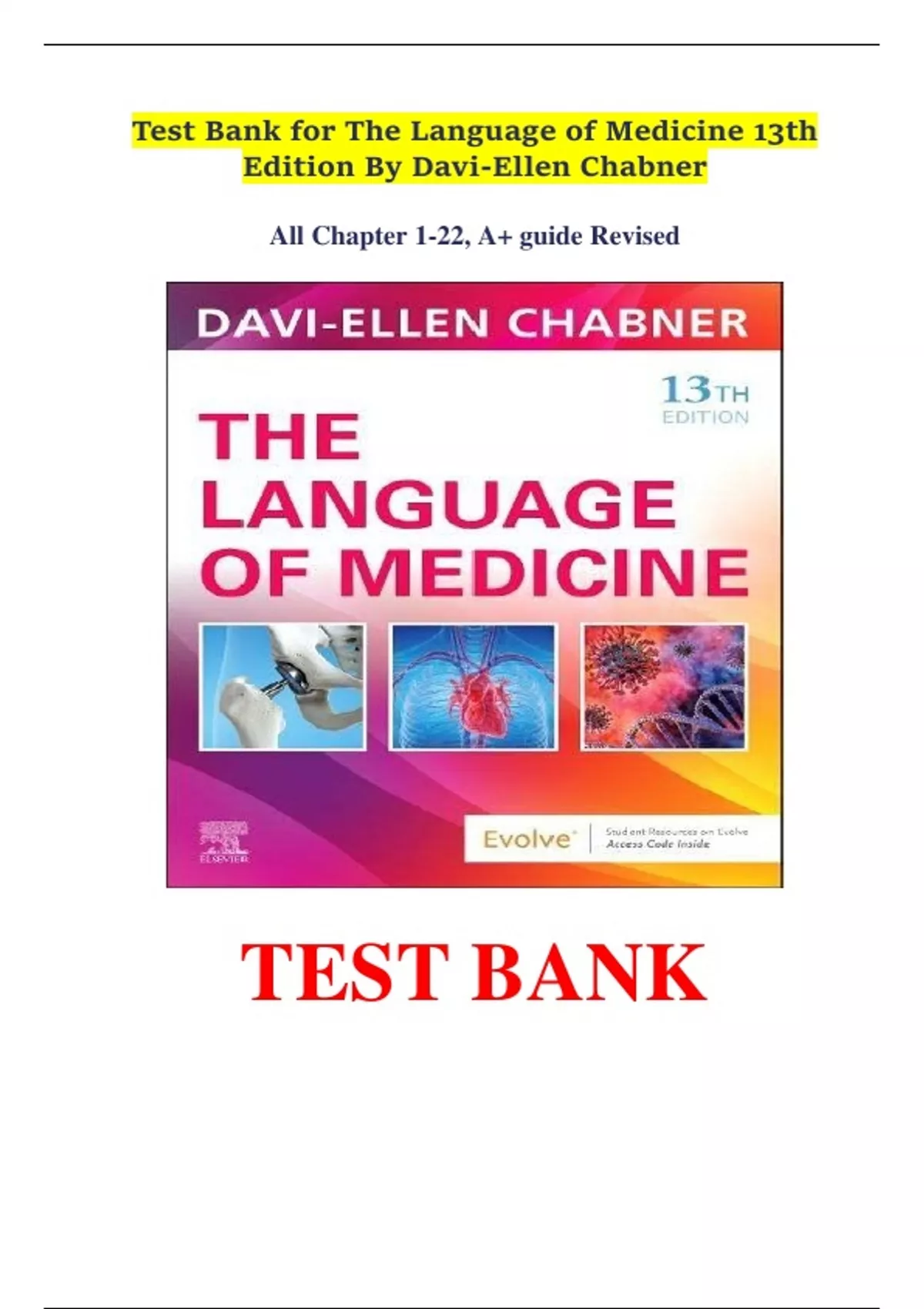 Test Bank for The Language of Medicine 13th Edition By Davi-Ellen ...