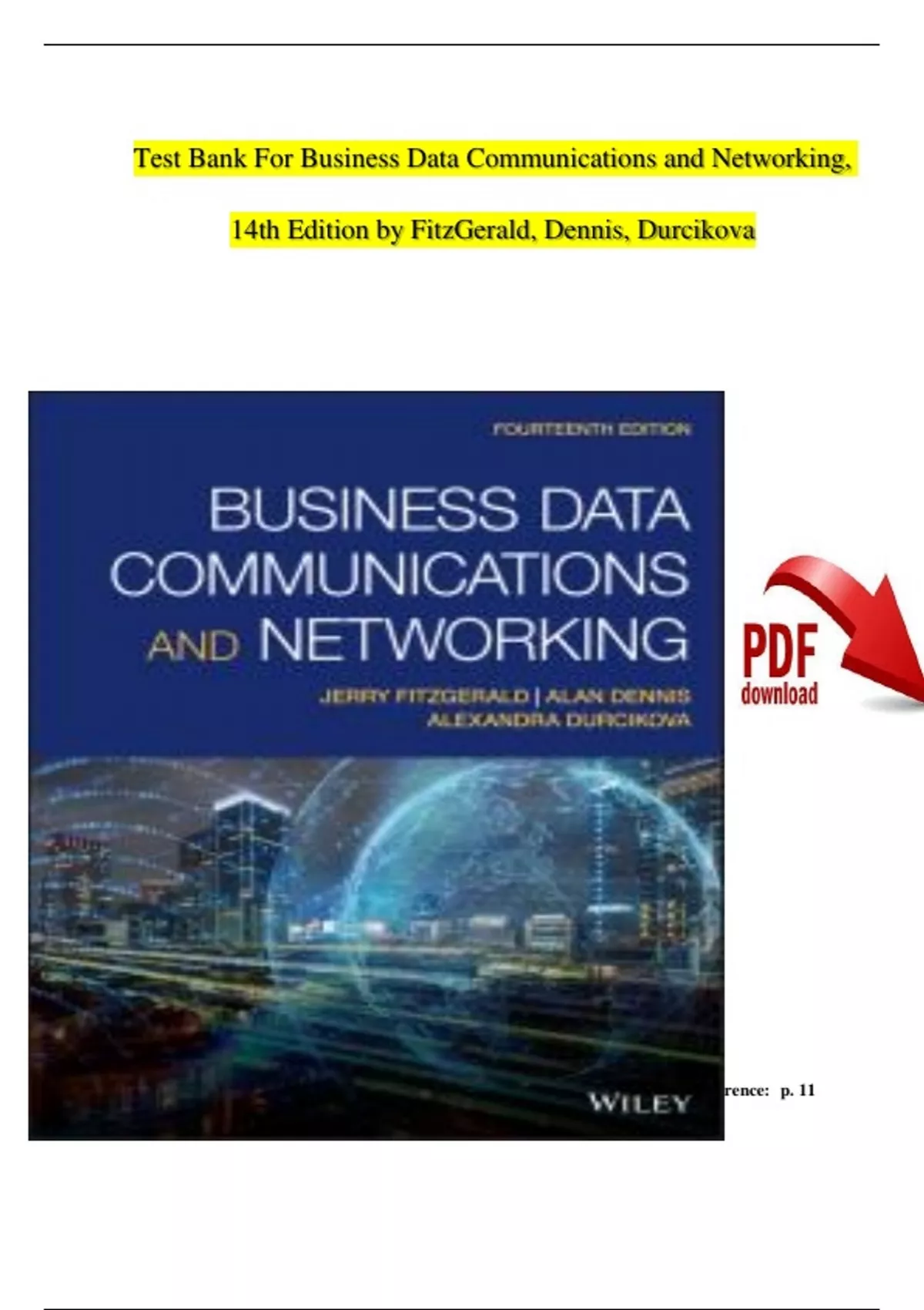 TEST BANK For Business Data Communications and Networking, 14th Edition ...