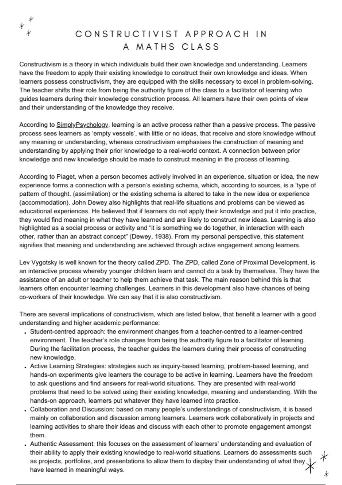 Applying A Constructivist Approach When Teaching Mathematics Assessment 2 Opm1501 Opm1501