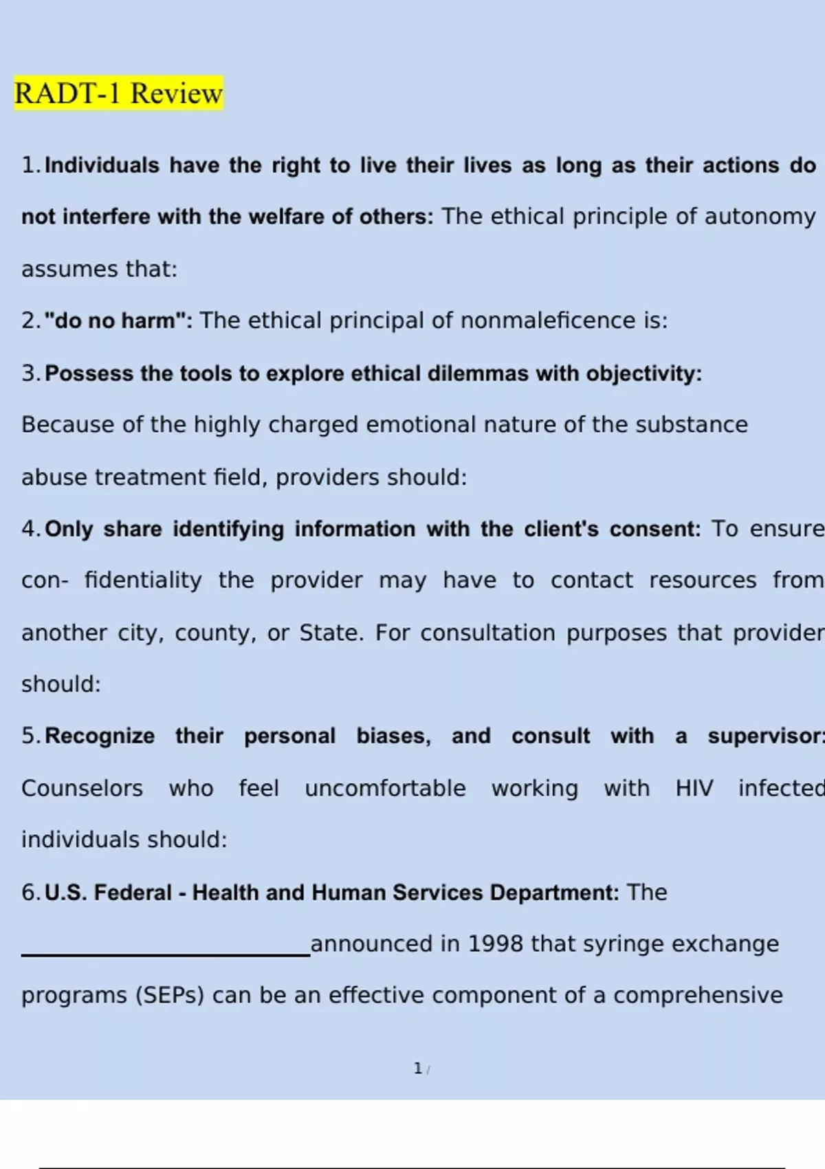 RADT-1 Review Questions and Answers (2023/2024) (Verified Answers ...