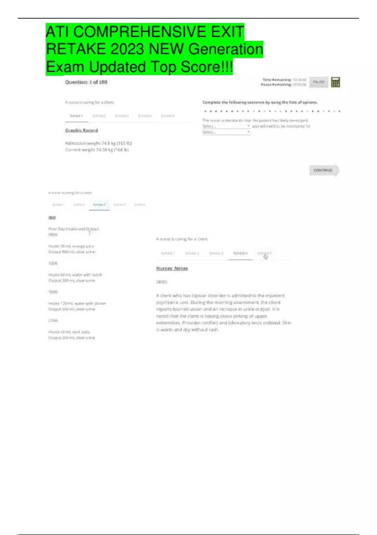 ATI COMPREHENSIVE EXIT RETAKE 2023 NEW Generation Exam Updated Top ...