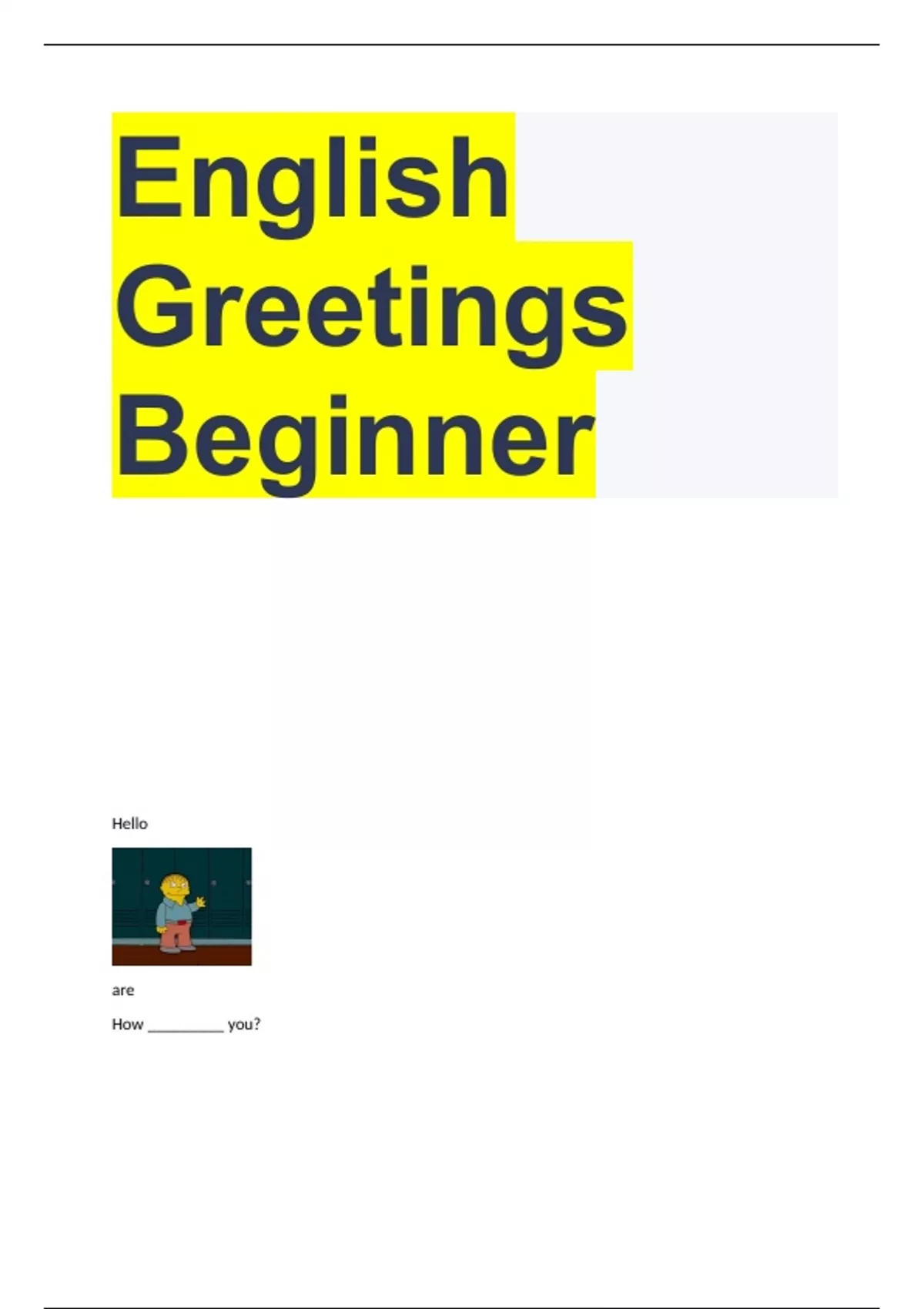 English Greetings Beginner - Courses - Stuvia US