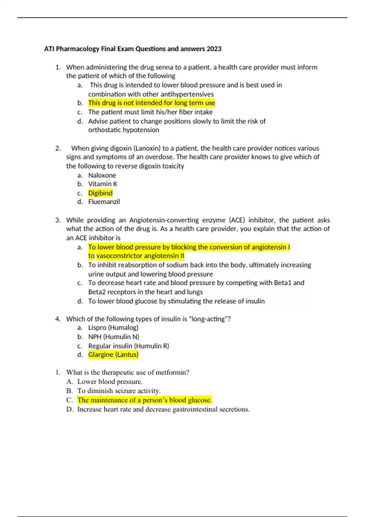 ATI Pharmacology Final Exam Questions and answers 2023 - ATI ...