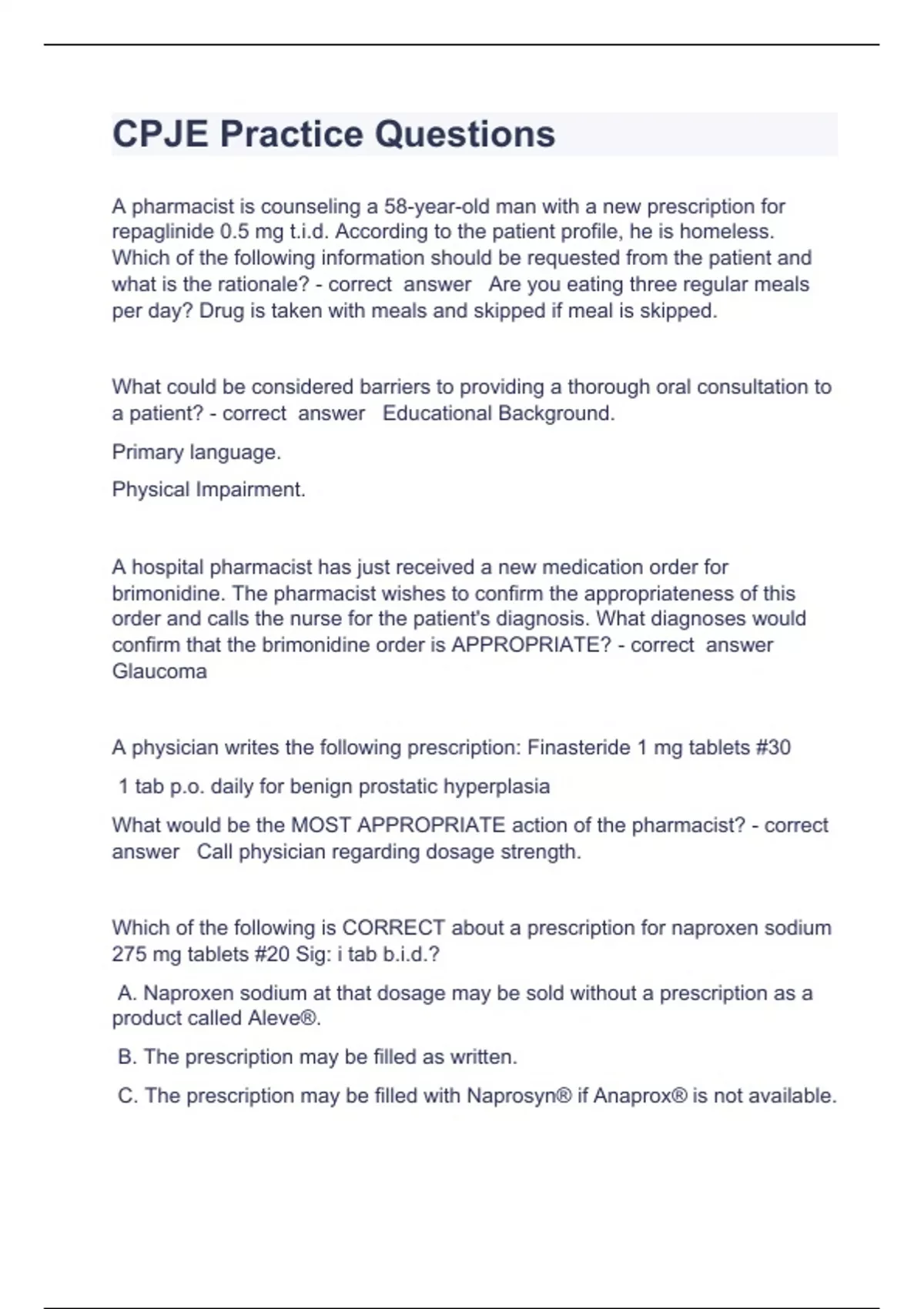 CPJE Practice Questions and answers correctly solved 2023/2024 - CJPE ...