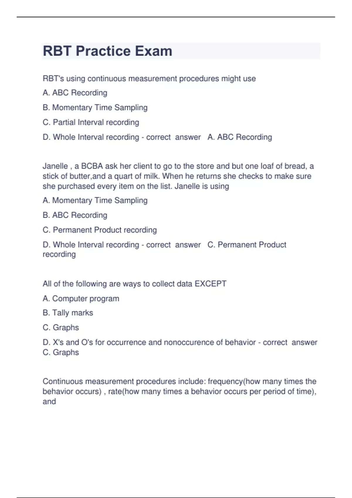 Rbt Practice Exam Question And Answers 100 Correct Solved 2023 2024 Rbt Stuvia Us