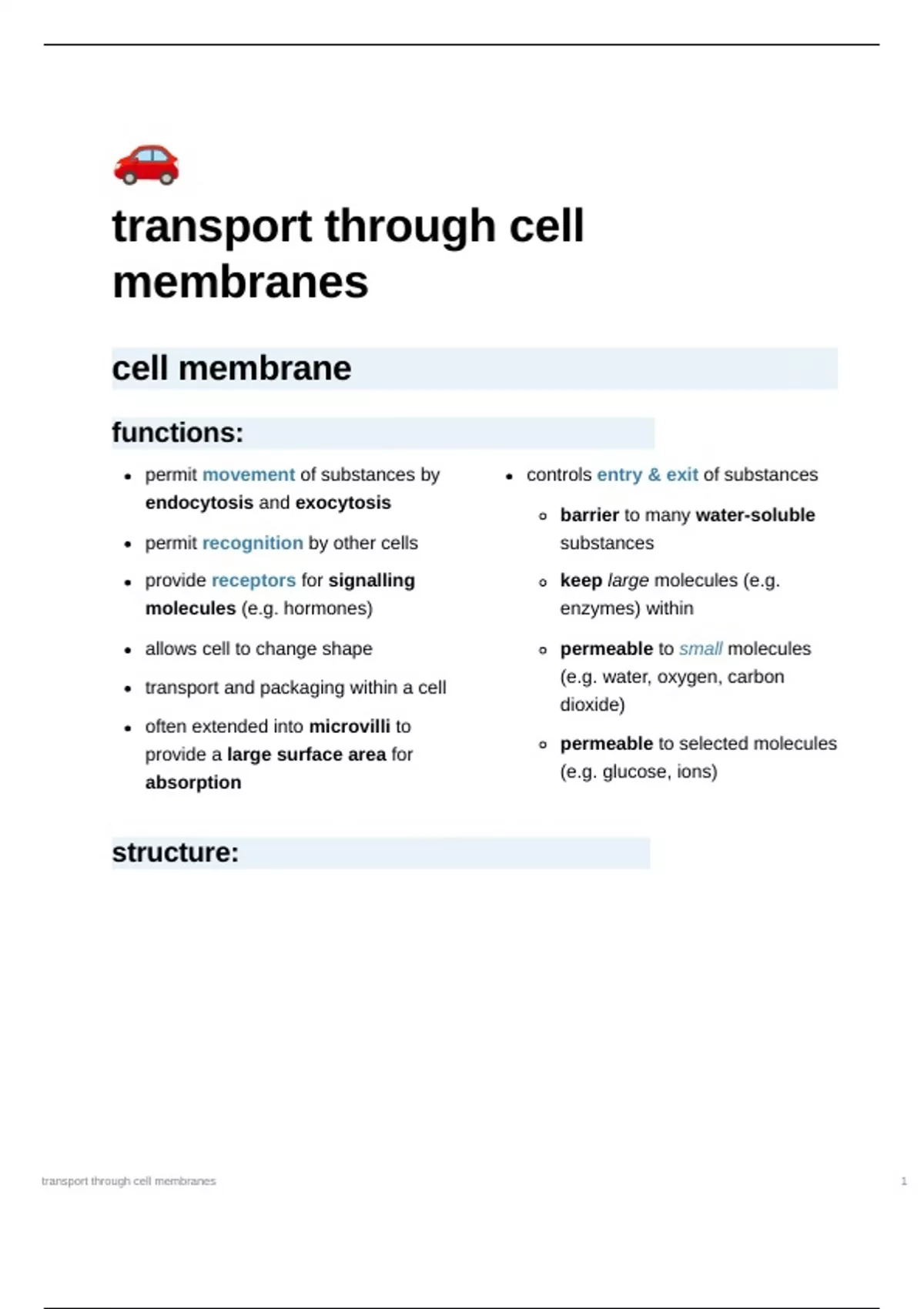 Transport through cell membranes (AQA A-level biology (AS) TOPIC 2 ...