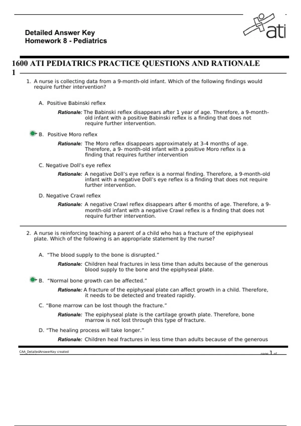 1600 ATI PEDIATRICS - Stuvia US