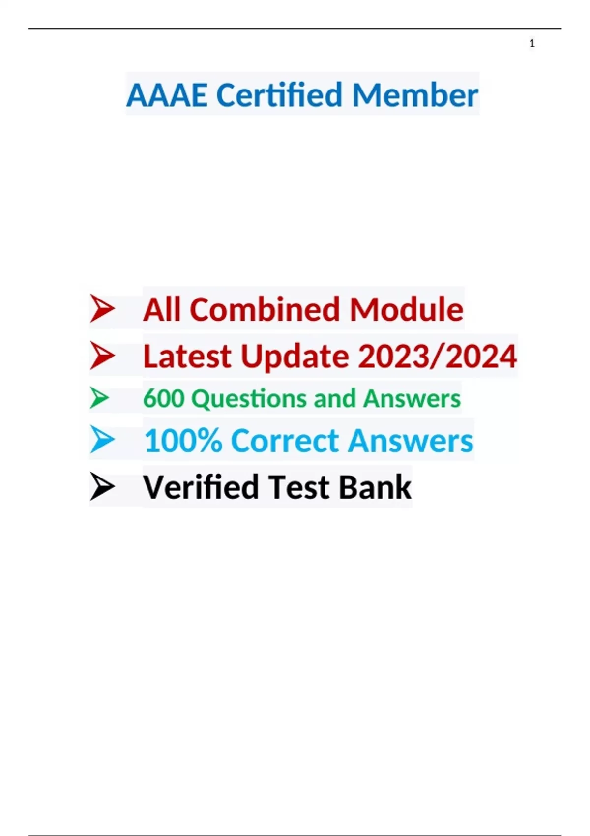 AAAE CM- All Combined Module Latest Update Questions 600 Questions with ...