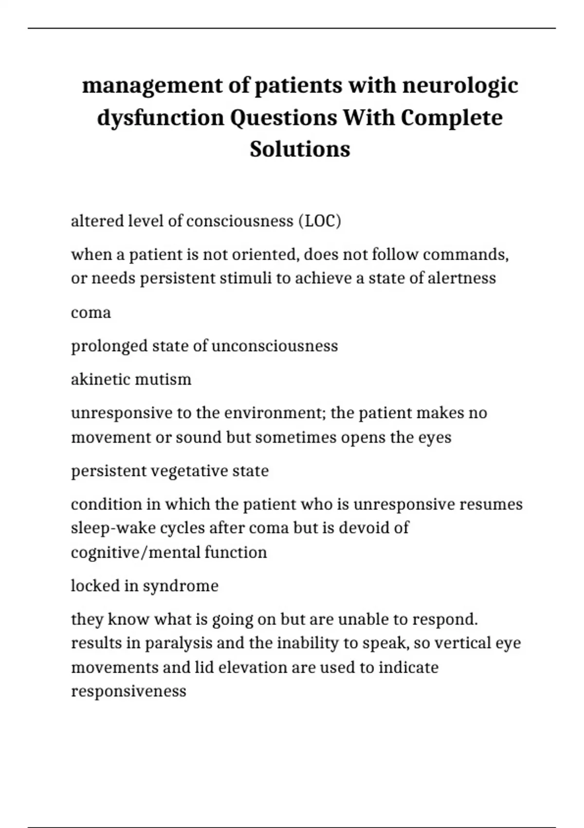 management of patients with neurologic dysfunction Questions With ...