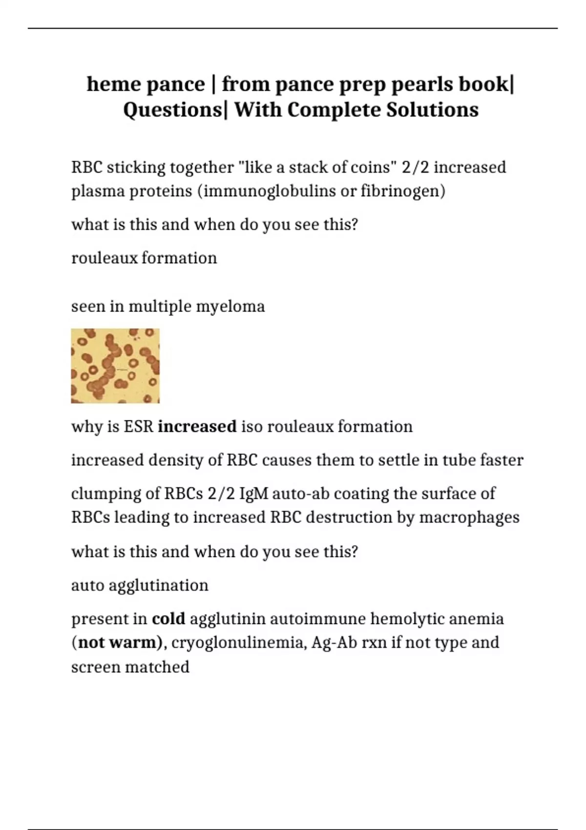 heme pance | from pance prep pearls book| Questions| With Complete ...