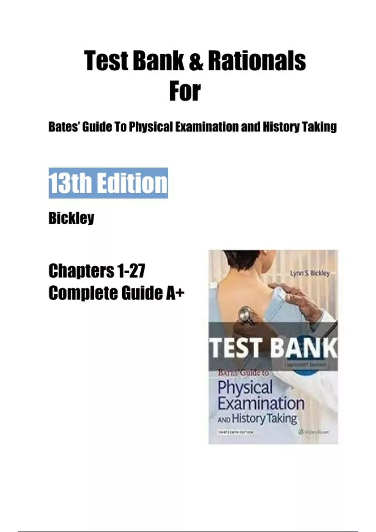 Bates’ Guide To Physical Examination and History Taking 13th Edition ...