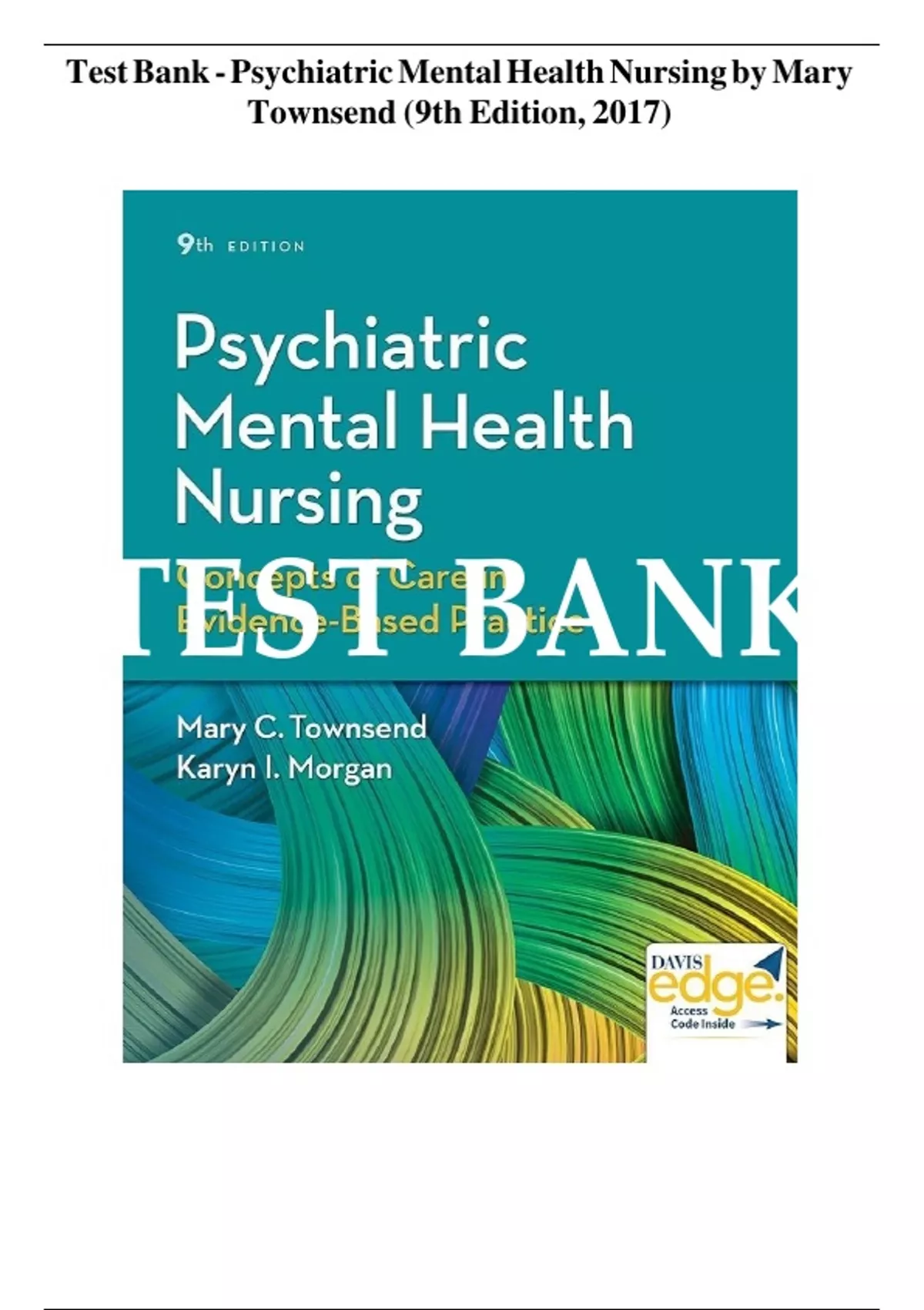 Test Bank For Psychiatric Mental Health Nursing: Concepts of Care in ...