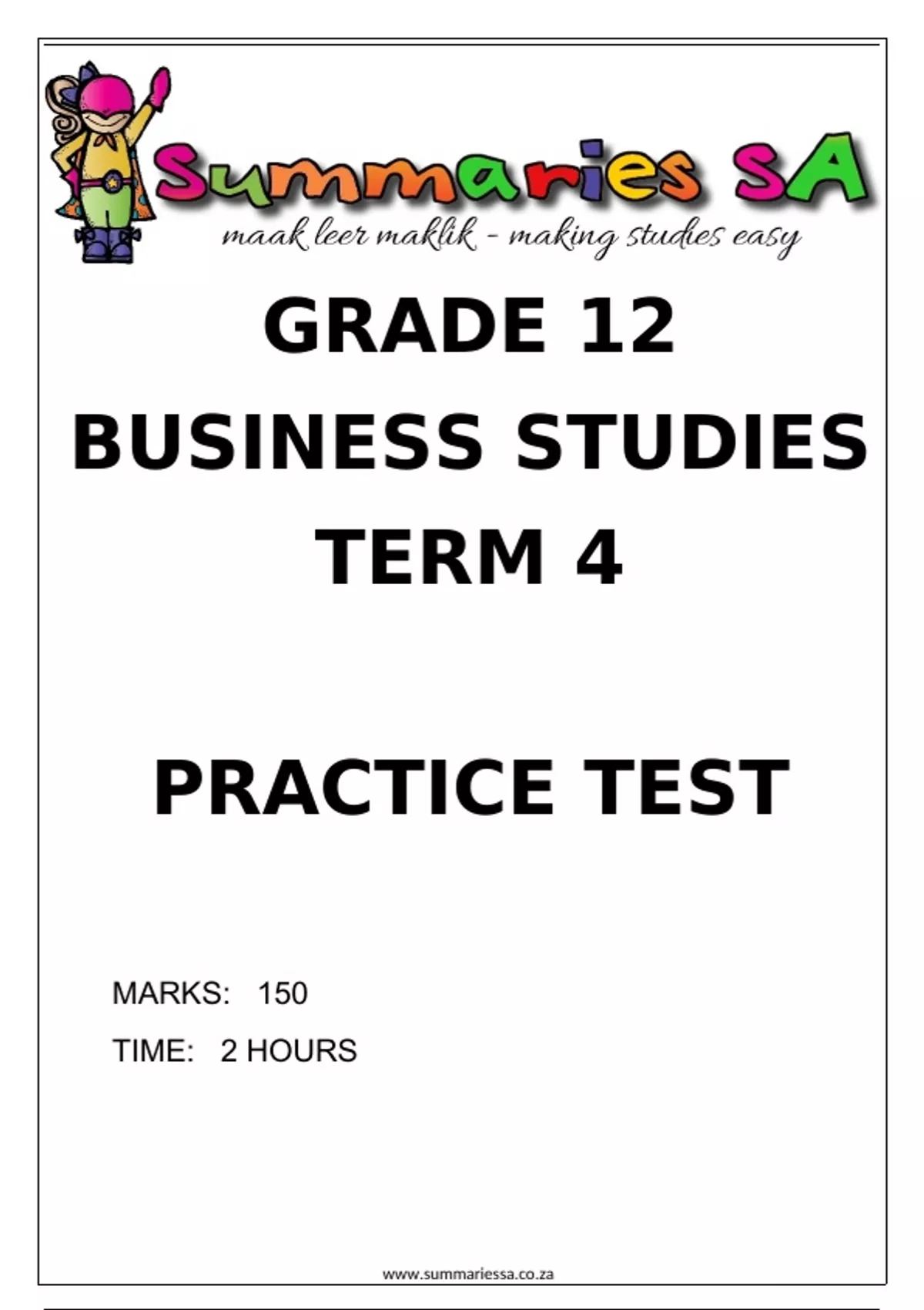 Grade 12 Business Studies (BS) November Paper 1 and Memo - 2023 ...