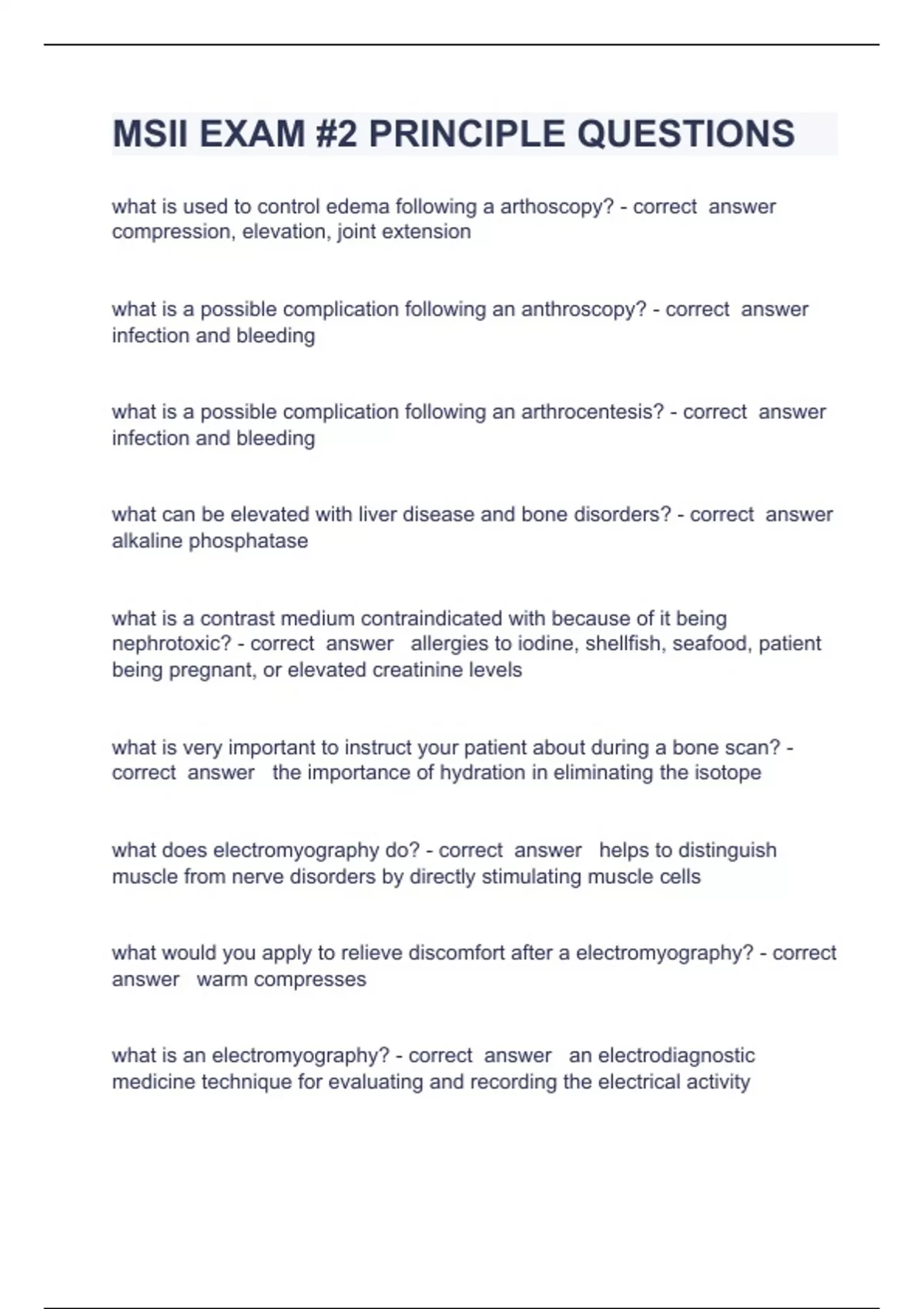 MSII EXAM Questions with complete solution 2023/2024 - MSII - Stuvia US