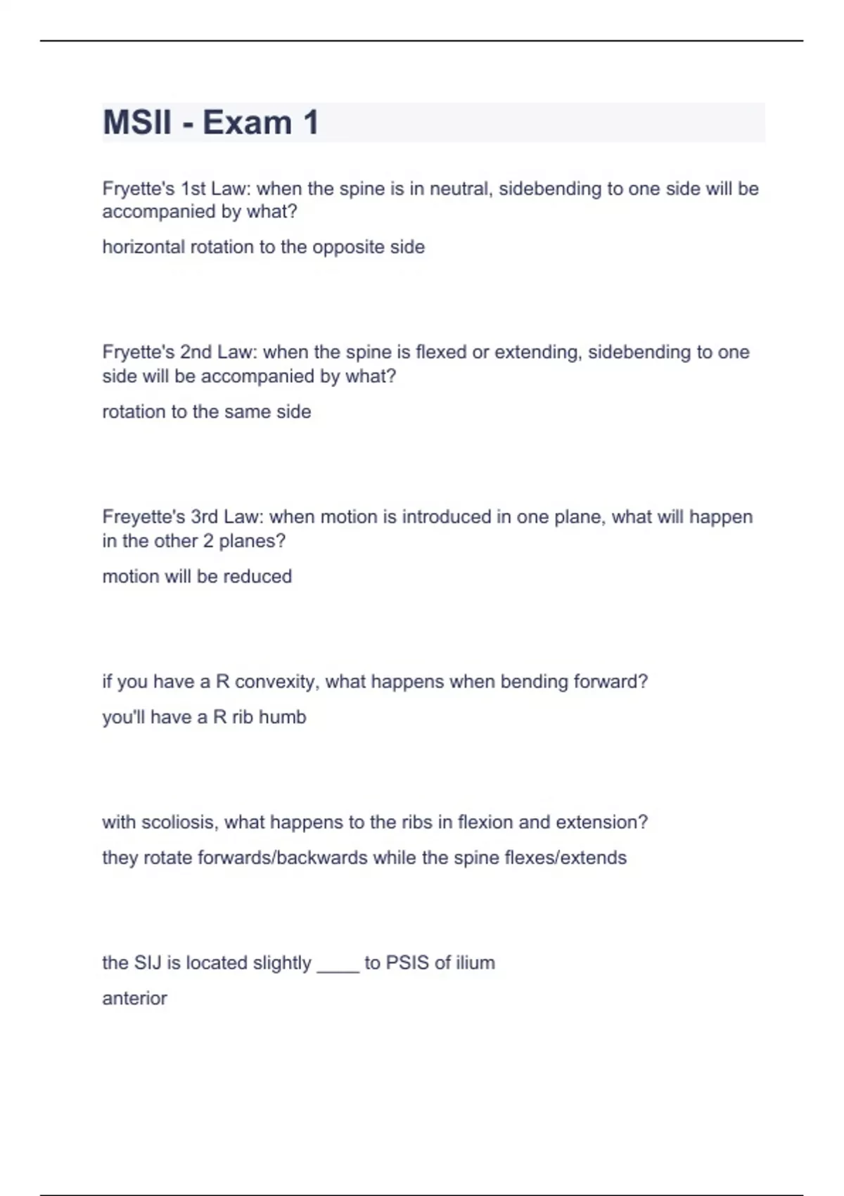 MSII Question and answers 100% correct 2023/2024 - MSII - Stuvia US