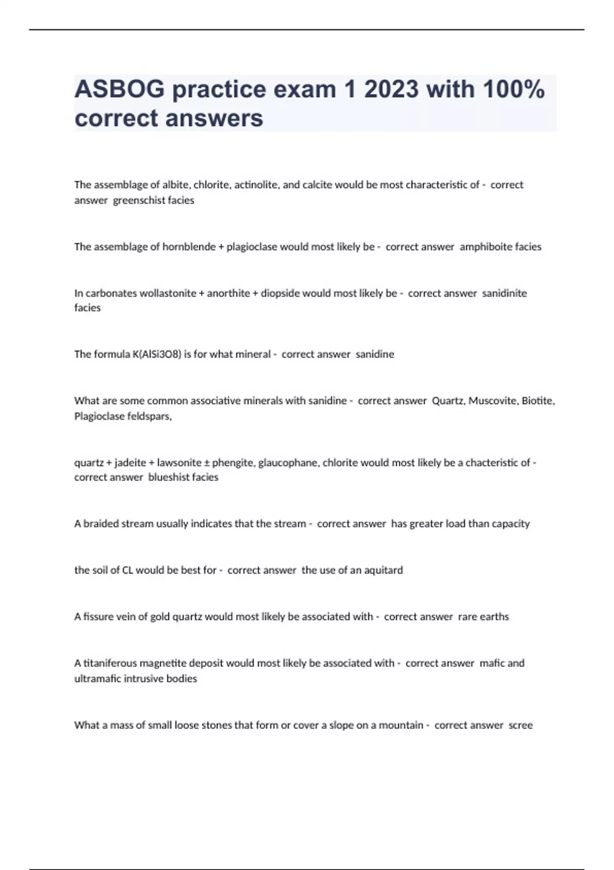 ASBOG practice exam 1 2023 with 100% correct answers - ASBOG - Stuvia US
