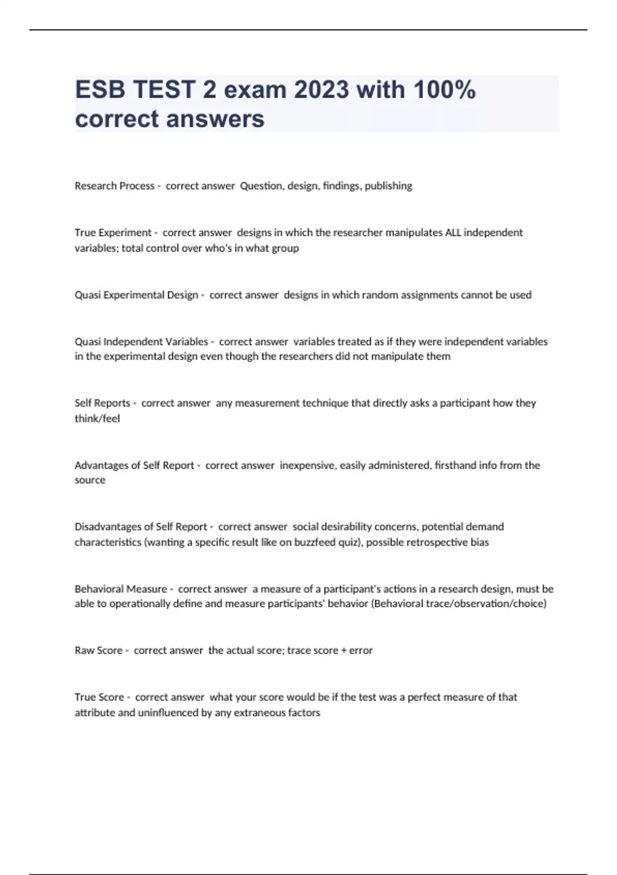 ESB TEST 2 exam 2023 with 100% correct answers - ESB V.2 - Stuvia US