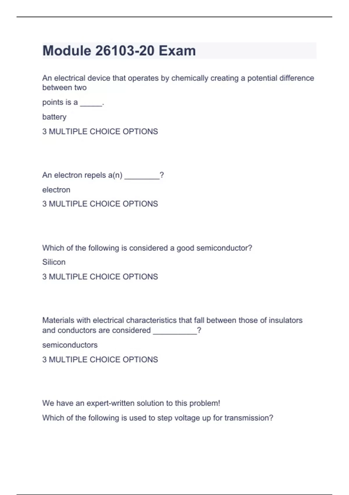 Module 26103 Question and answers 100% correct 2023/2024 - NCCER ...