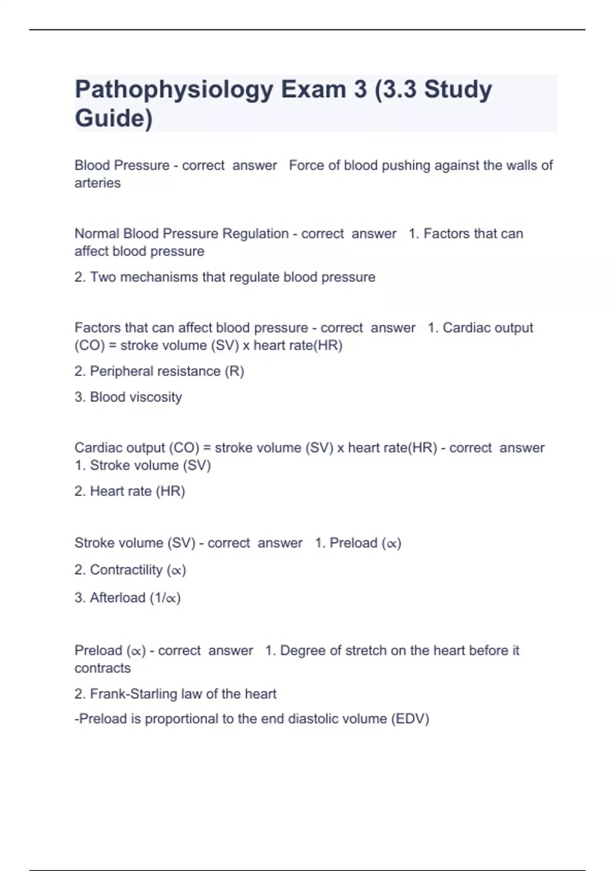 Pathophysiology Exam 3 Question and answers rated A+ 2023/2024 - Patho ...