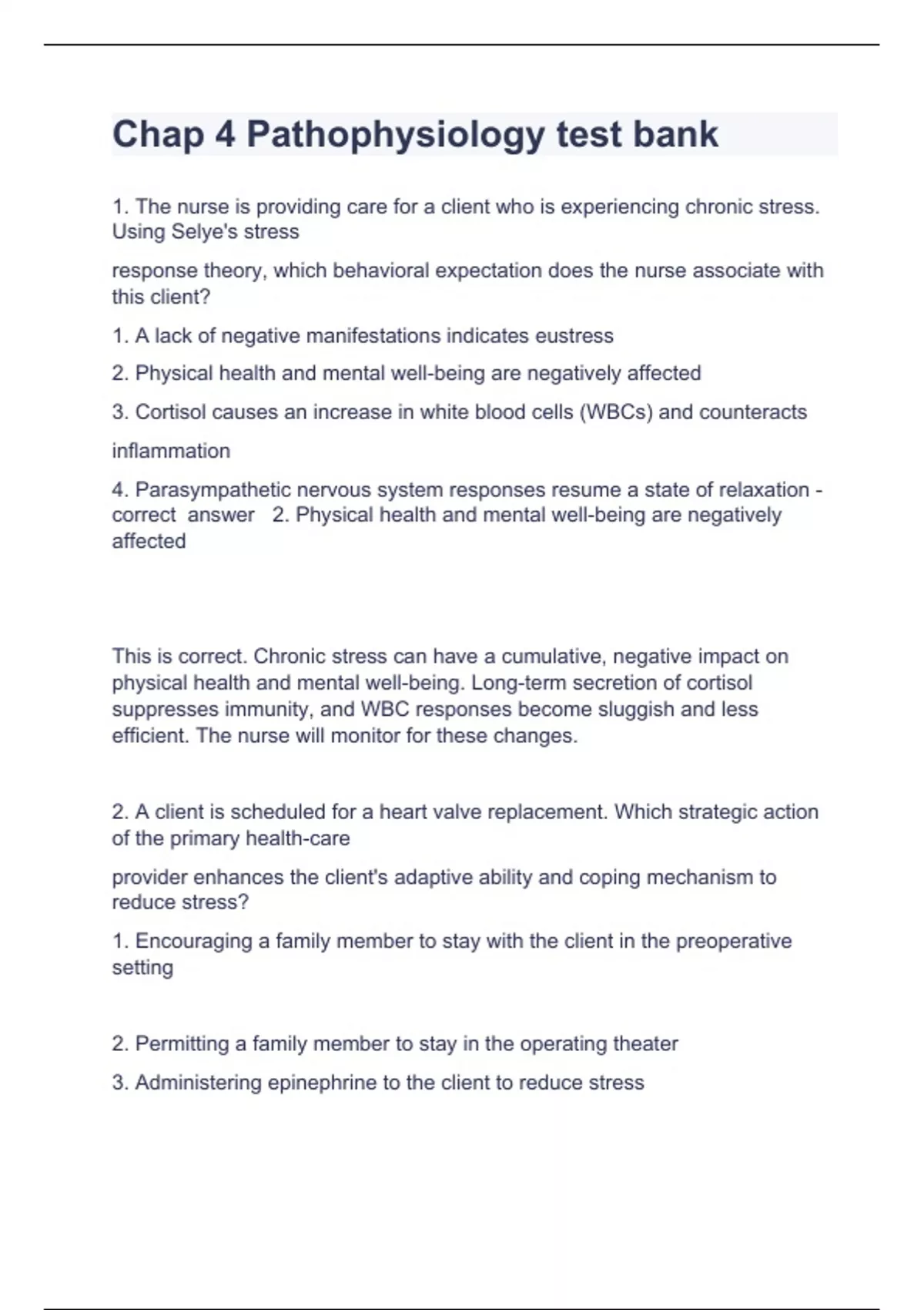 Chap 4 Pathophysiology test bank Question and answers rated A+ 2023/ ...