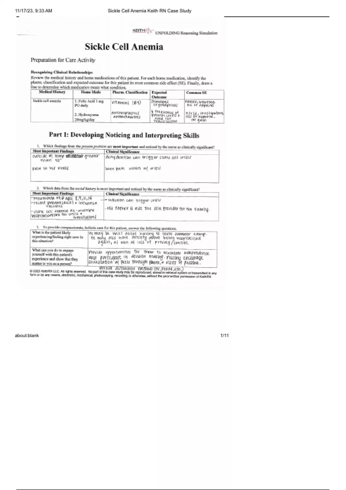 Sickle Cell Anemia Keith RN Case Study - Sickle Cell Anemia Keith RN - Stuvia US