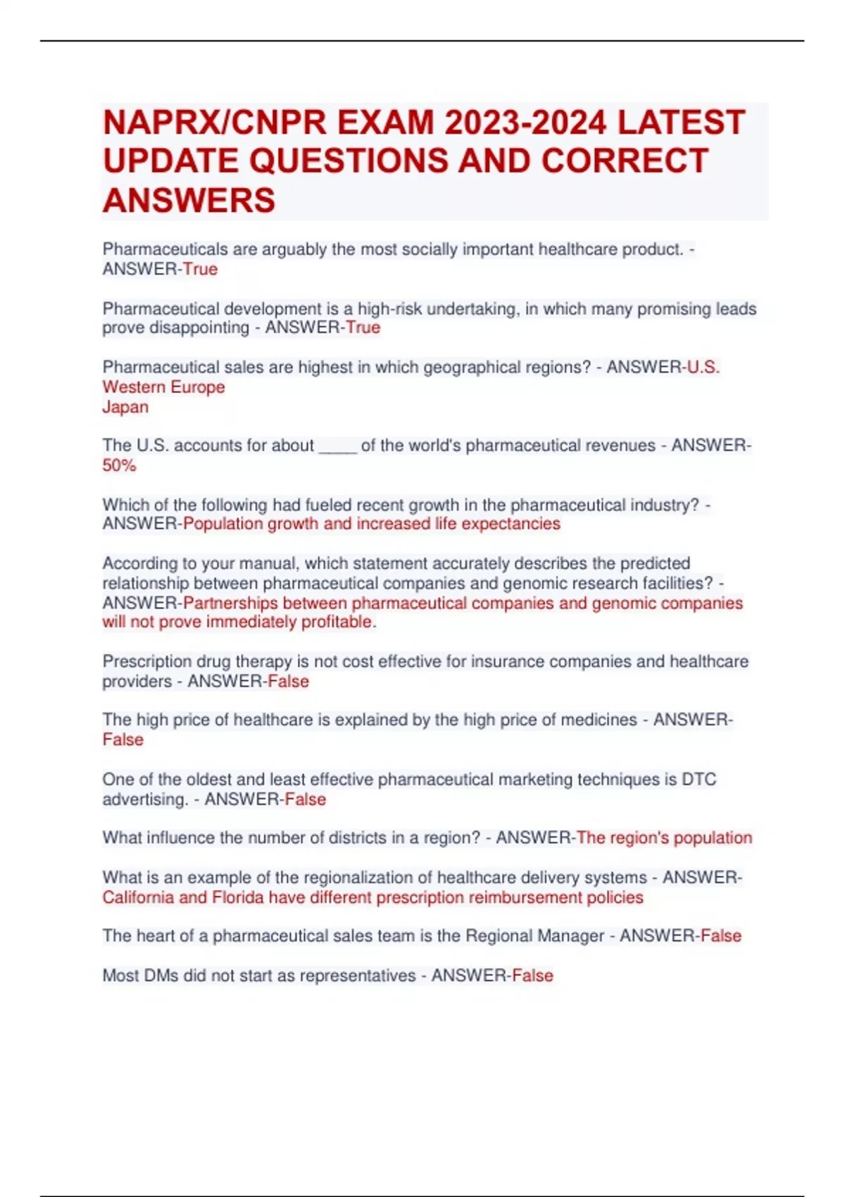 NAPRX/CNPR EXAM LATEST UPDATE QUESTIONS AND CORRECT ANSWERS - NAPRX ...