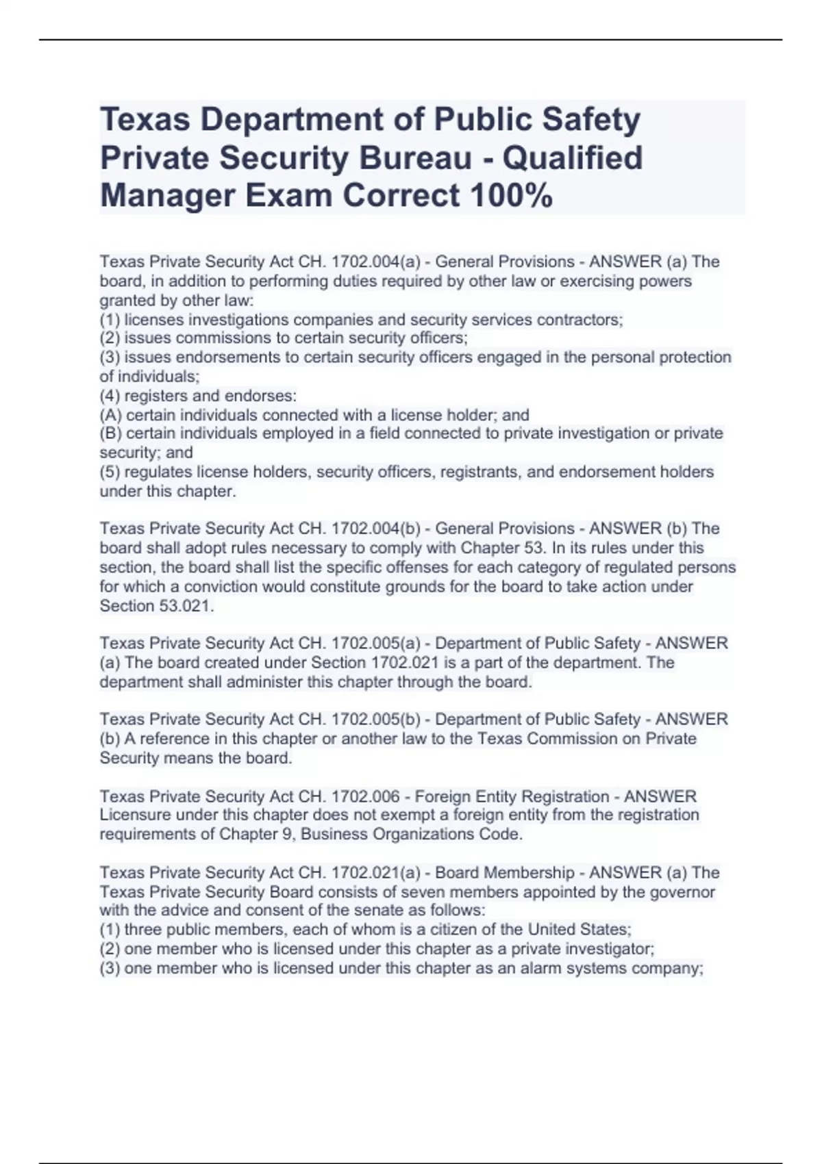 Texas Department of Public Safety Private Security Bureau - Qualified ...