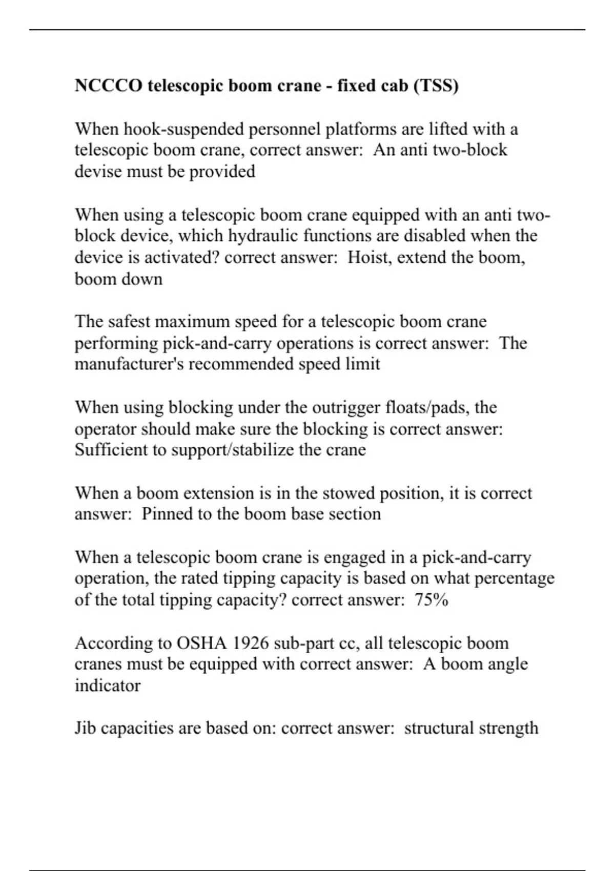 NCCCO telescopic boom crane - fixed cab (TSS) - NCCCO Crane - Stuvia US