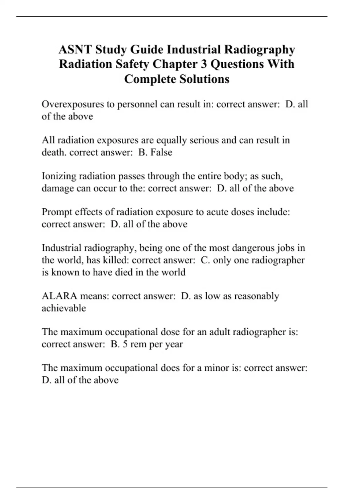 ASNT Study Guide Industrial Radiography Radiation Safety Chapter 3 ...