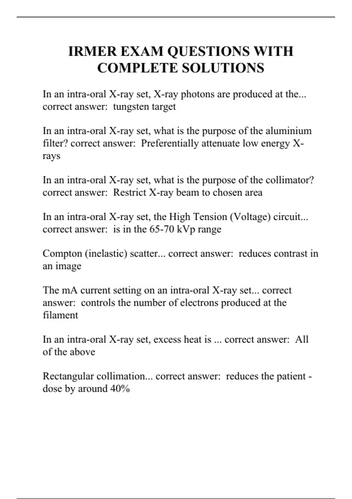 Ionising Radiation (Medical Exposure) Regulations Tests Compilation ...